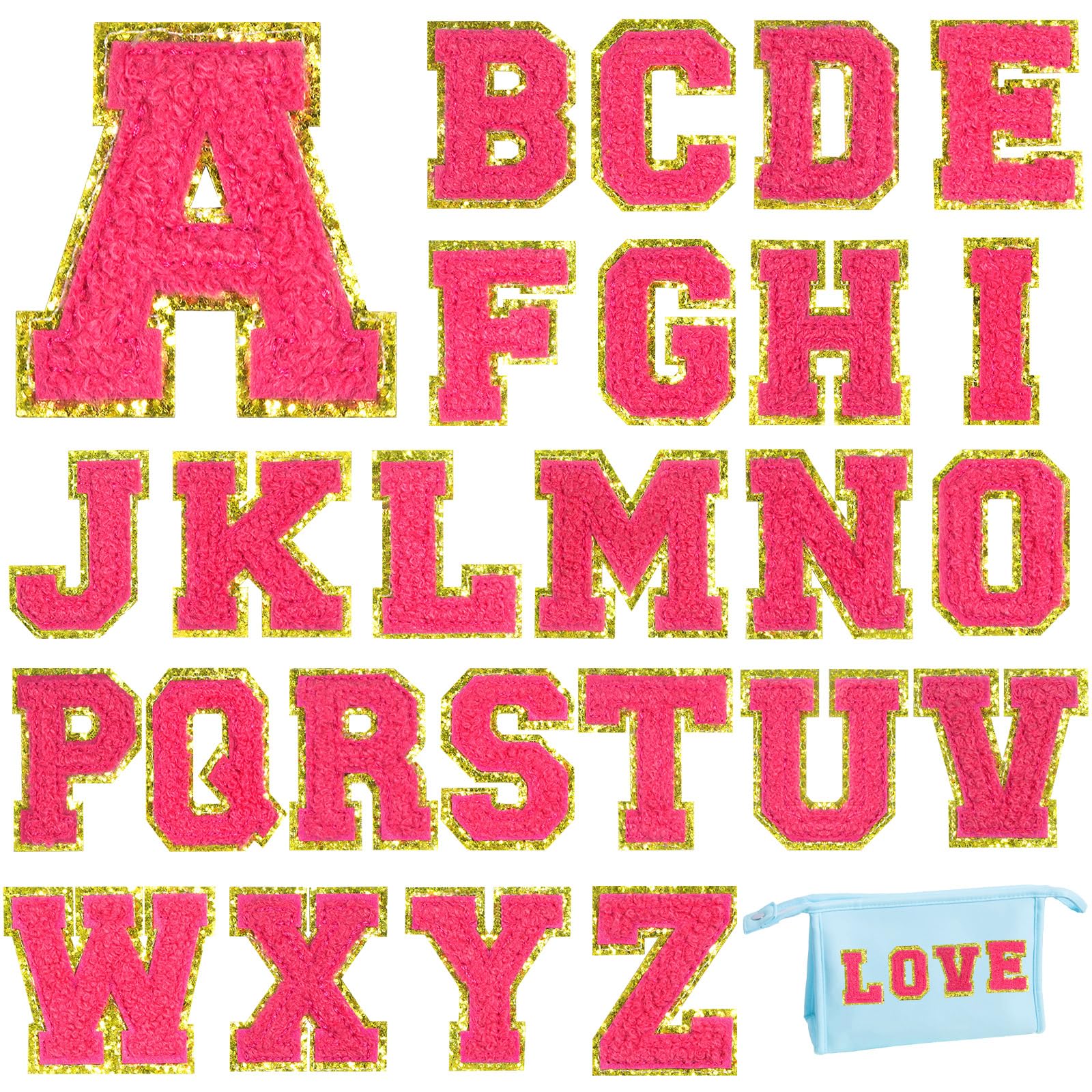 Amazon.com: 26 Pieces Self Adhesive Chenille Letter Patches Glitter ...