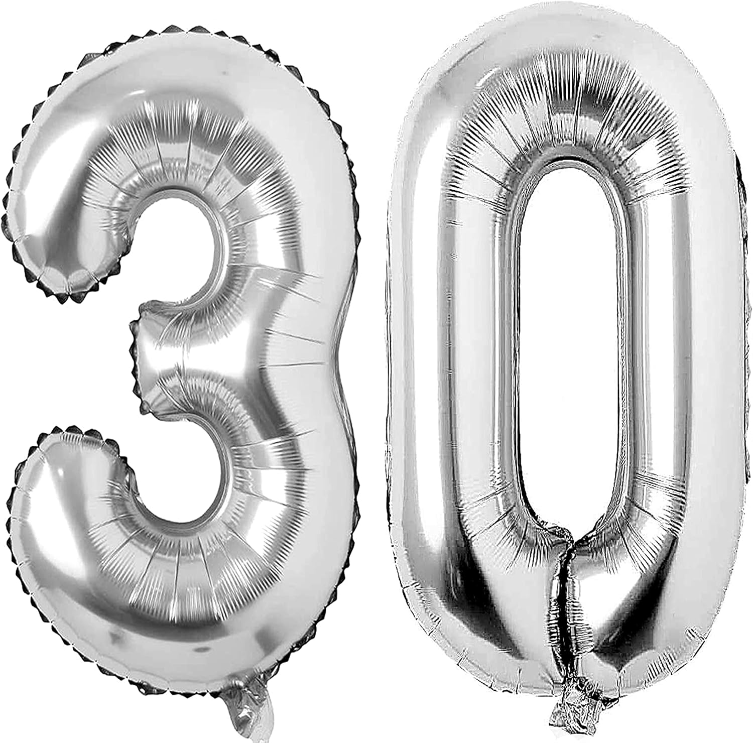 Amazon.com: Silver 30 Number Balloons Big Giant Jumbo Large Number 30 ...
