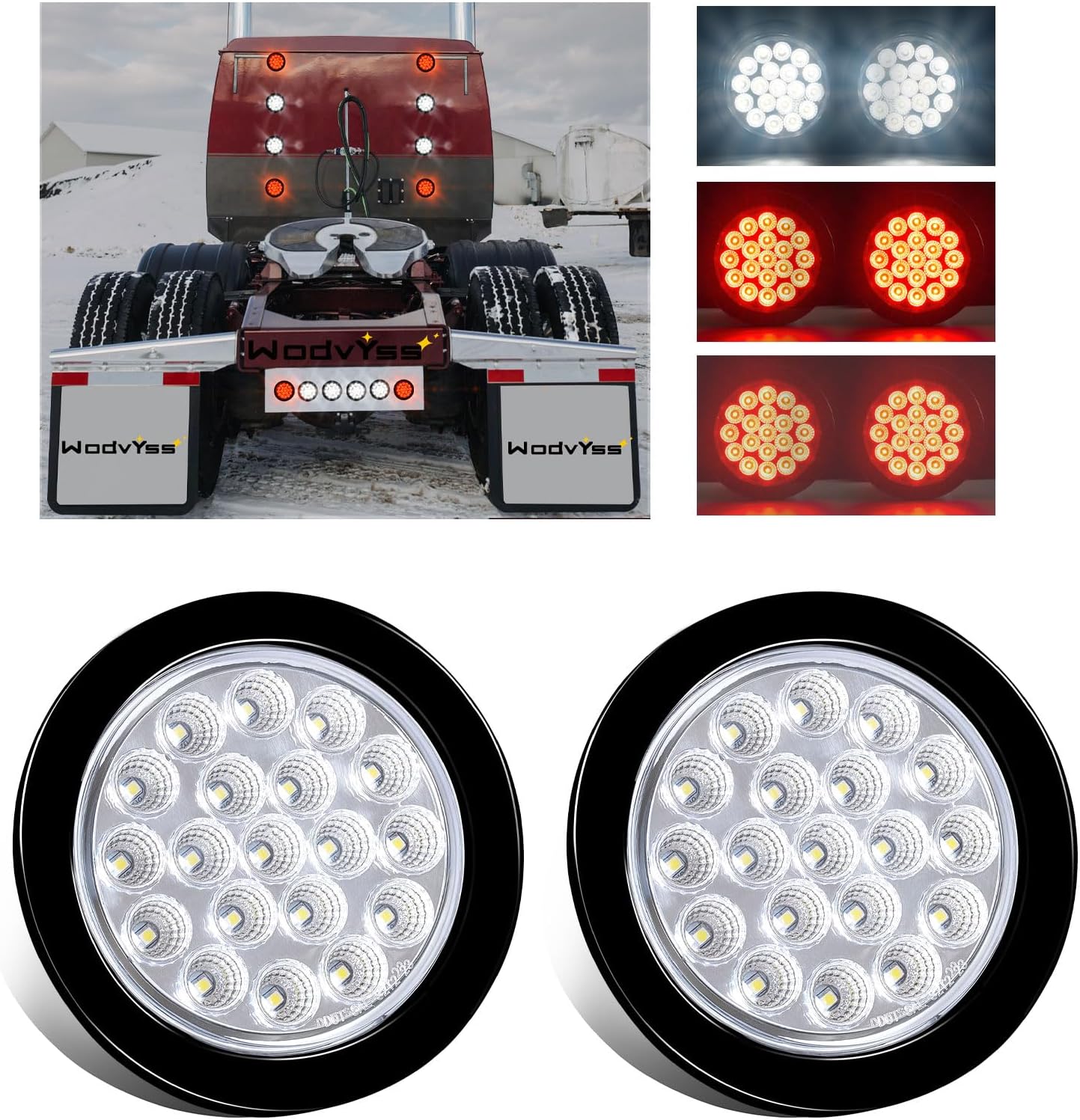 Amazon.com: Wodvyss 2 PCS 4'' Round Red/White Led Trailer Tail Lights ...