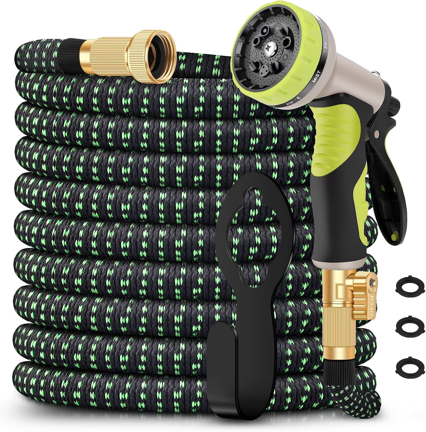 Amazon.com : Garden Hose 100FT with 10 Function Spray Nozzle, Leakproof ...