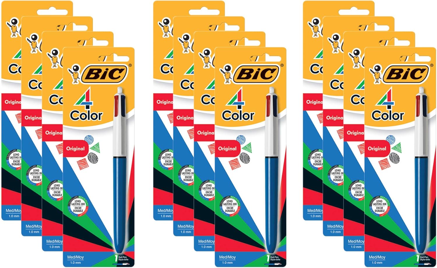 BIC 4-Color Ball Pens Retractable, Assorted Ink Colors, Medium Point (1 ...