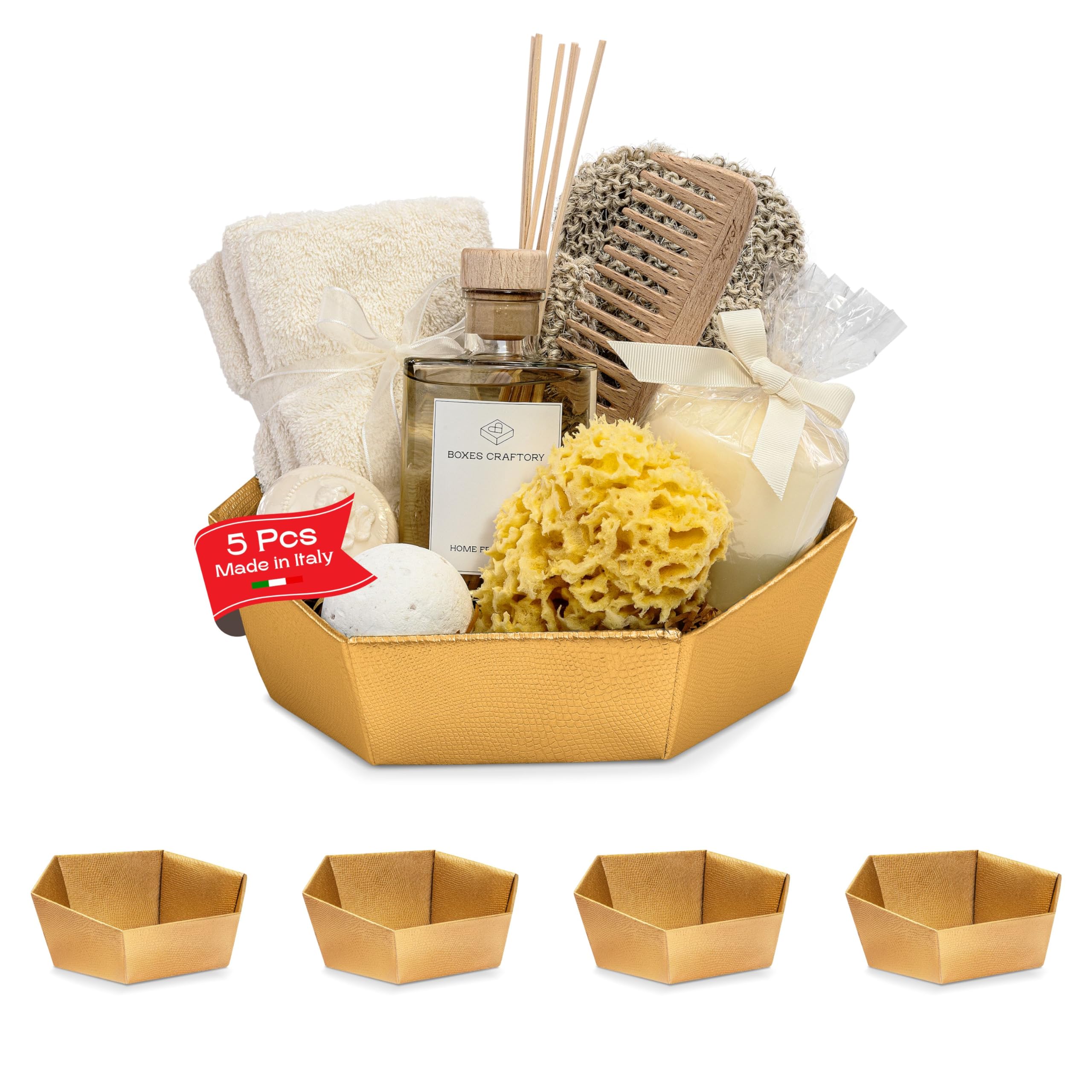 Amazon.com: Boxes Craftory Pack of 5 Baskets for Gifts - Gift Basket ...
