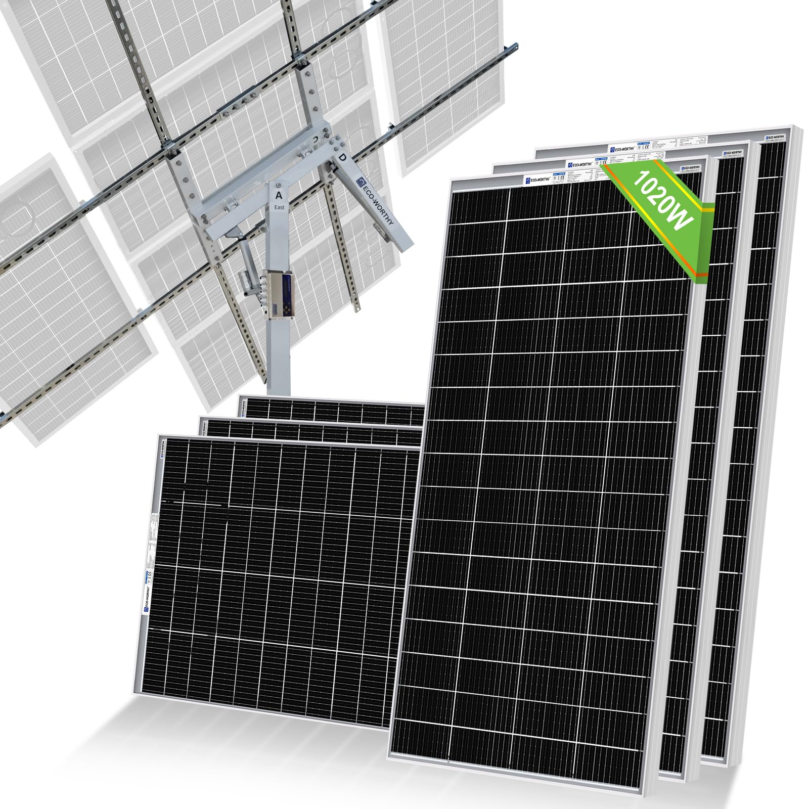 Buy ECO-WORTHY 1020W Solar Tracker System: 6pcs 170W Bifacial ...