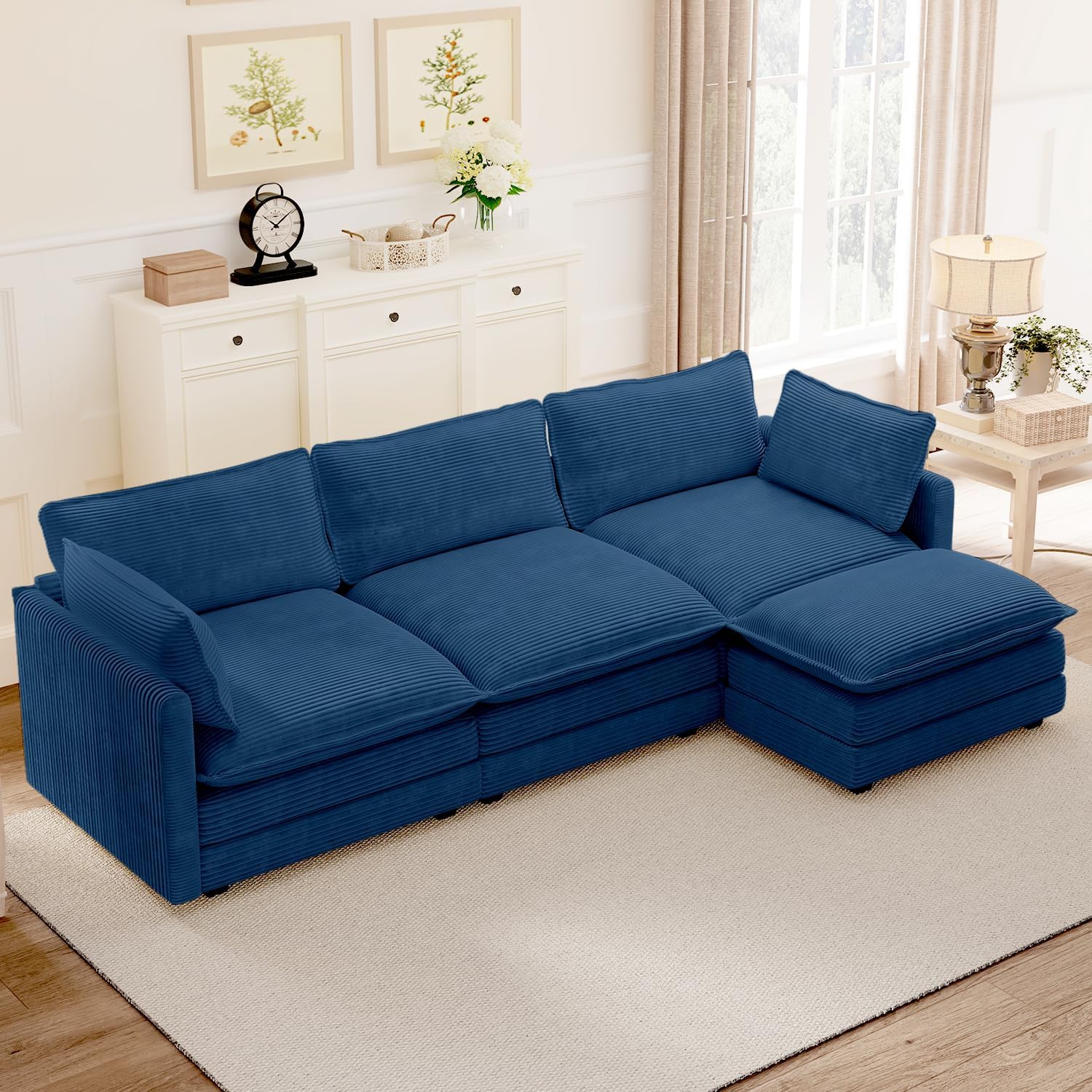 Amazon.com: ROWHY Oversized Sectional Cloud Couch with Ottoman, Modern ...