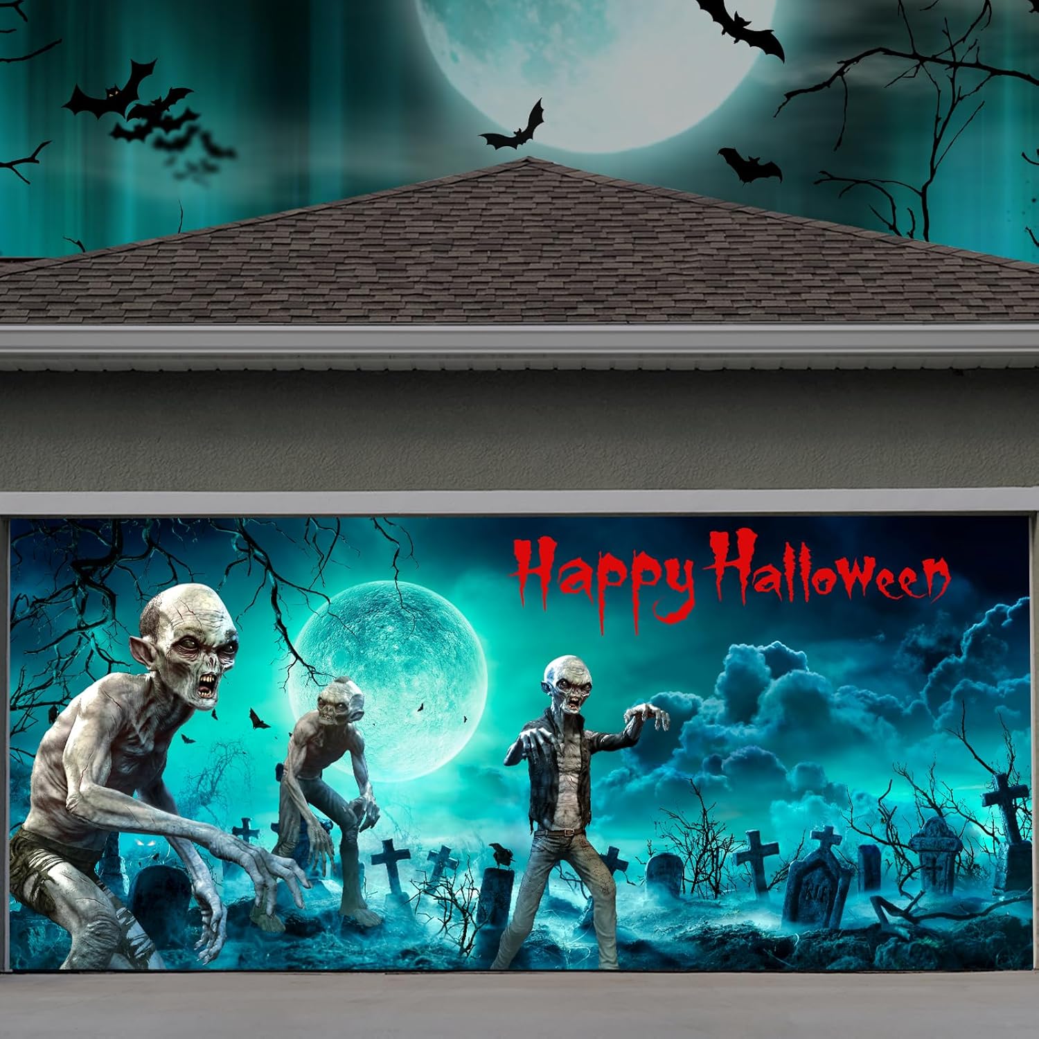 Amazon.com: Tintisfafa Halloween Zombie Garage Door Cover - Large ...