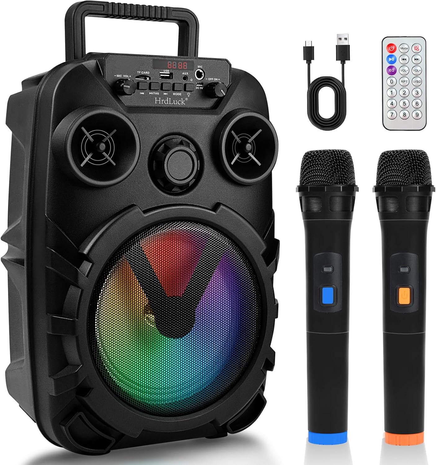 Amazon.com: HrdLuck Karaoke Machine with 2 Wireless Microphones ...