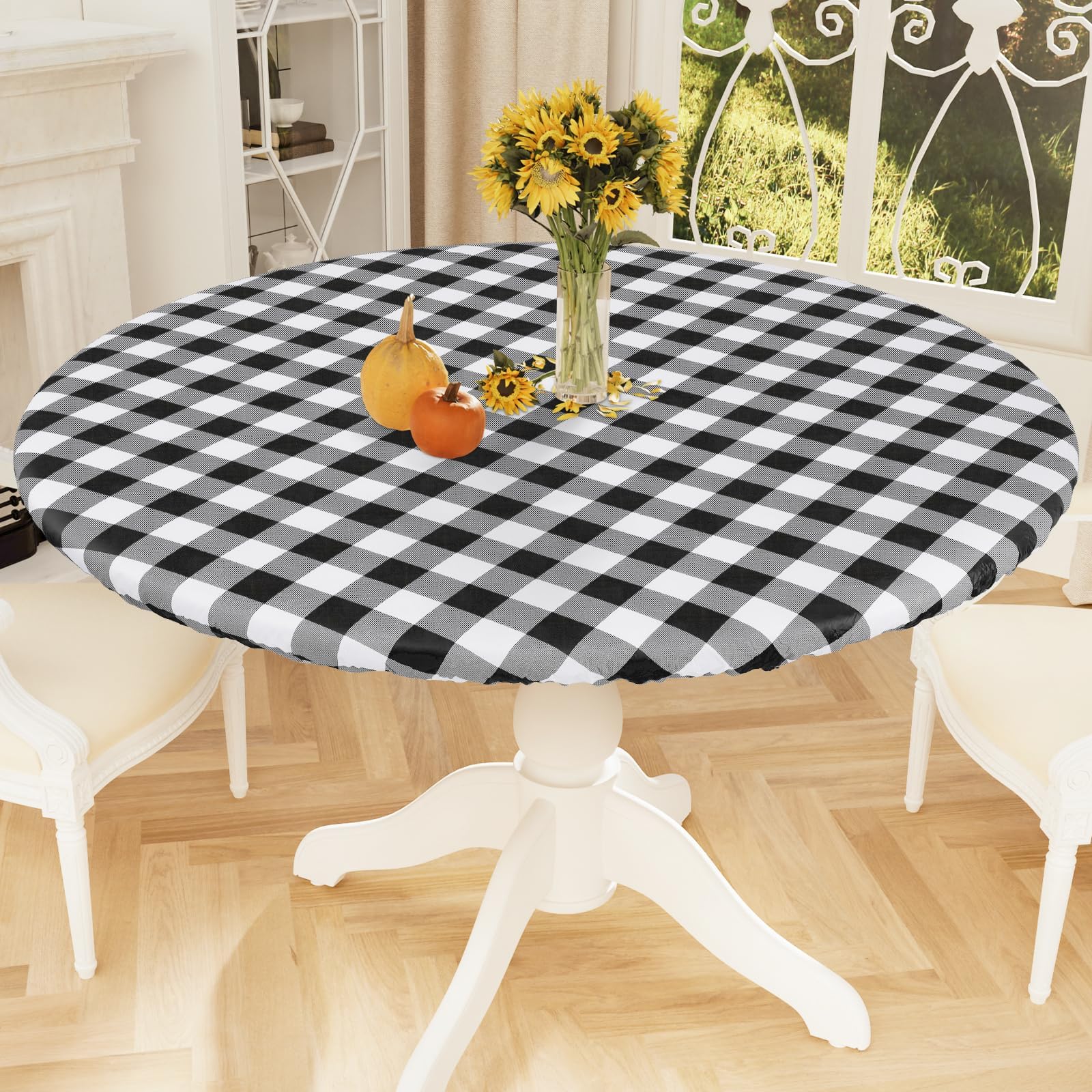 Amazon.com: Custom-Fit Elastic 48" Round Table Cover for Home and ...