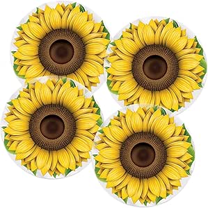 Amazon.com: Beistle 4 Piece 13" Round Plastic Sunflower Placemats for ...