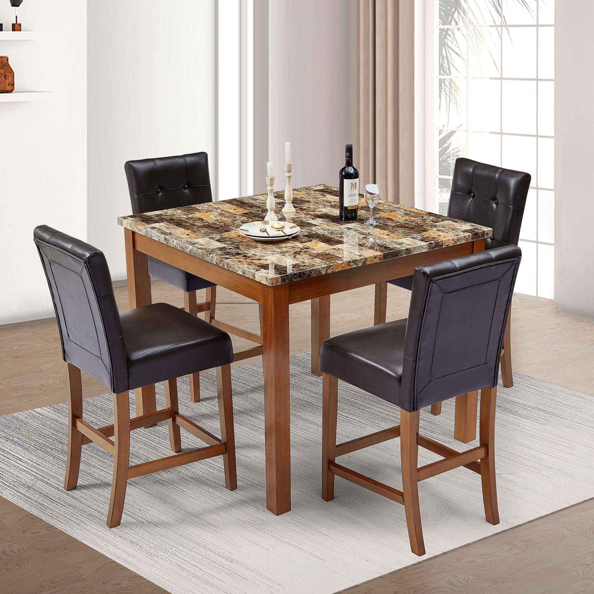 Amazon.com - Holaki Nordic Style Square Dining Table and Chair Set,5 ...