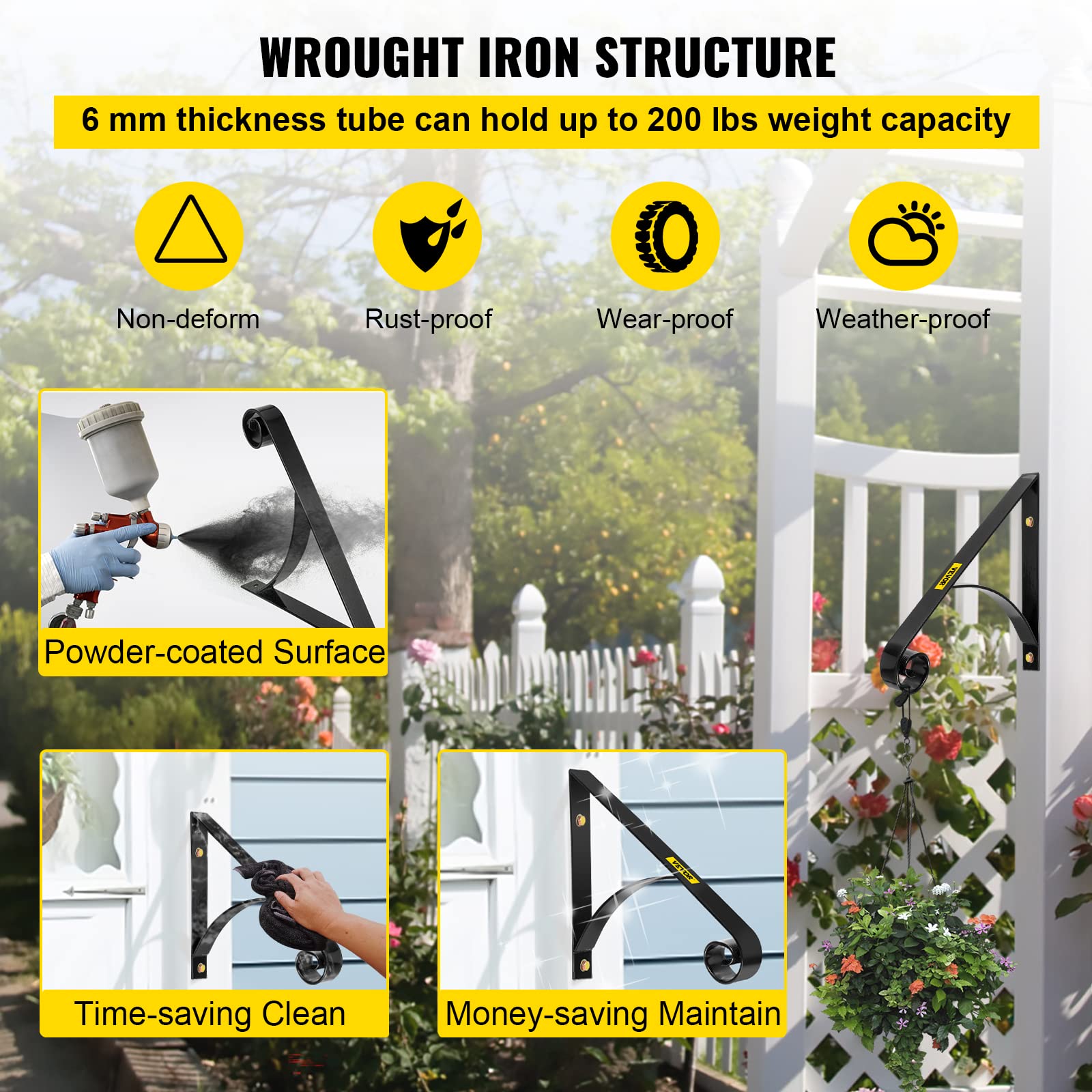VEVOR Single Step Handrails, Wall Mounted Metal Wrought Iron Short Hand ...