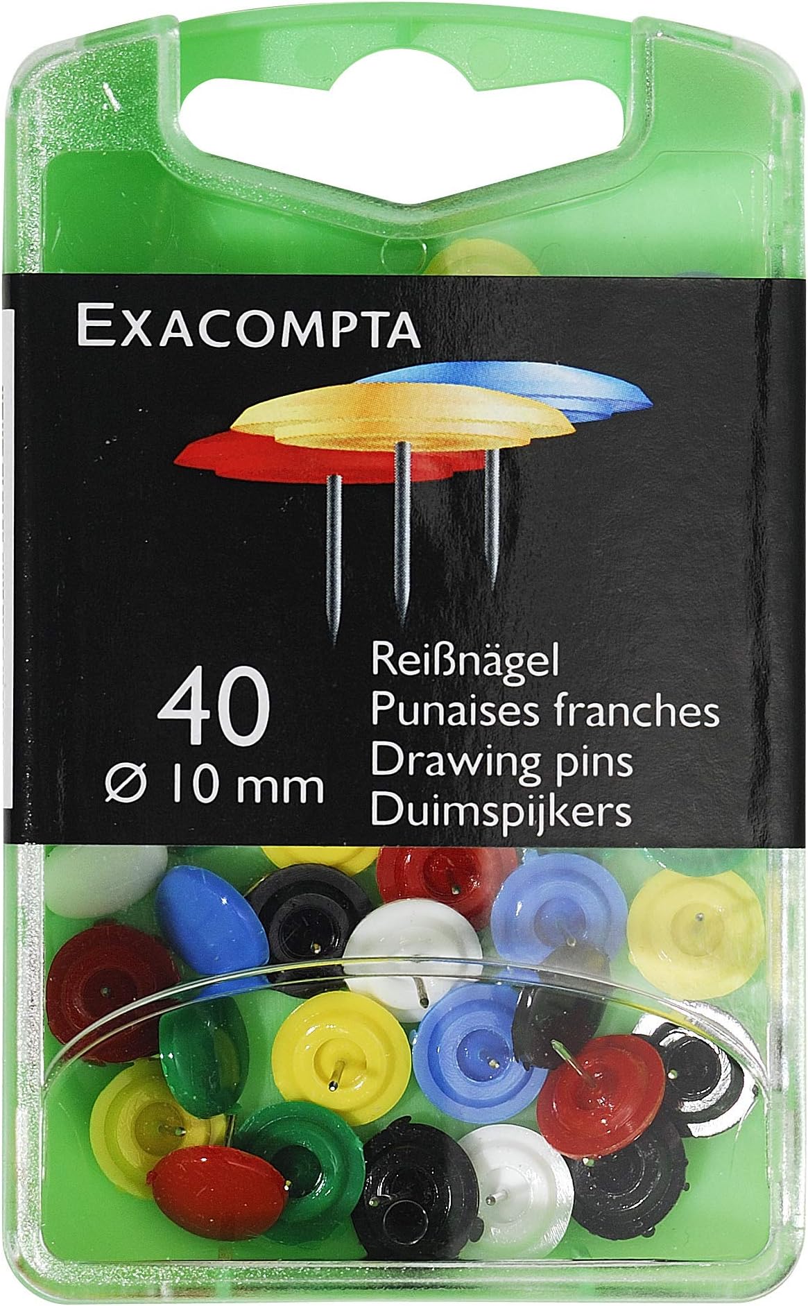 Exacompta - Ref 14021E - Drawing Pins (Pack of 40) - 7mm Width x 10mm ...