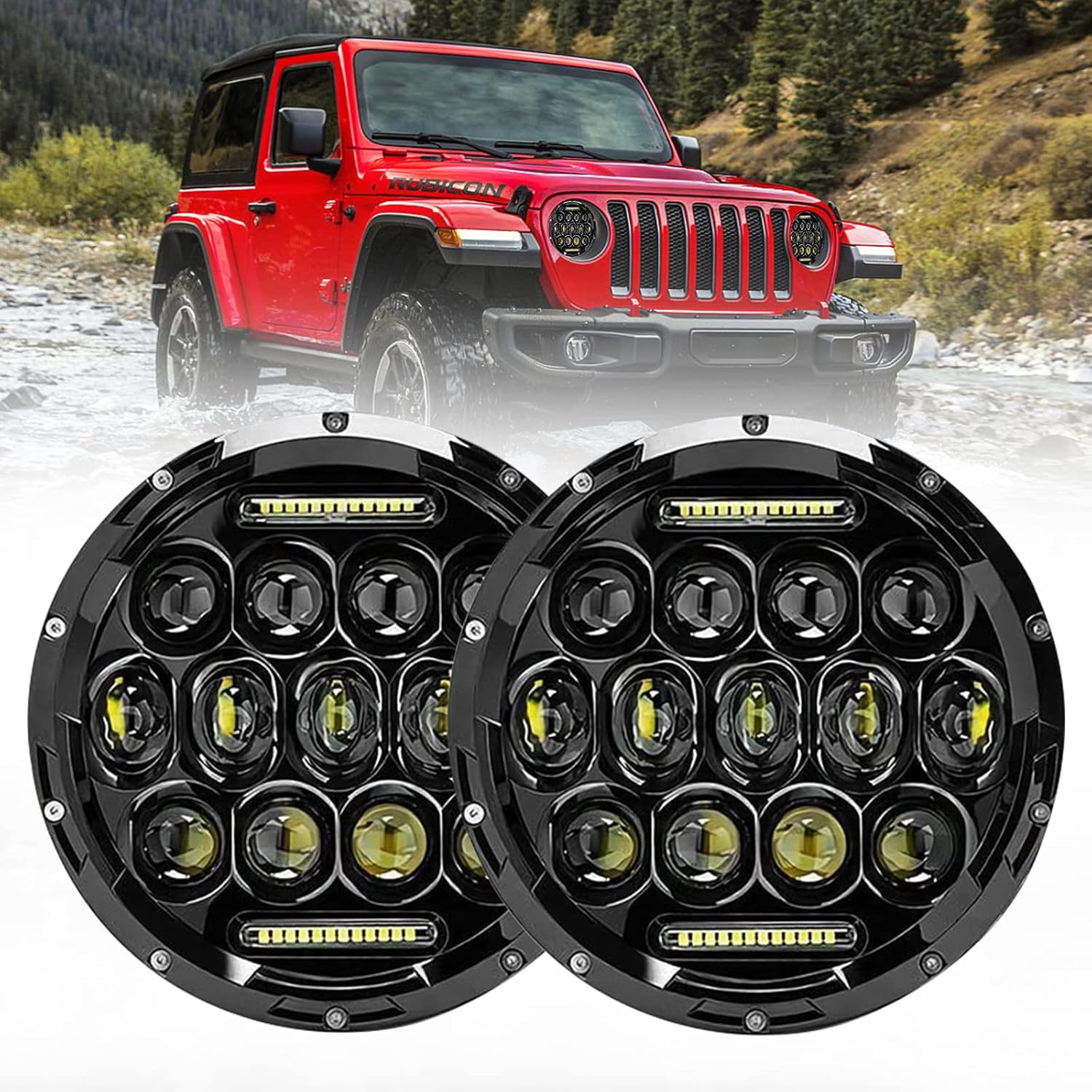 Amazon.com: QKVCX 75W 7 inch LED Headlights with Hi/Lo Beam,Round ...