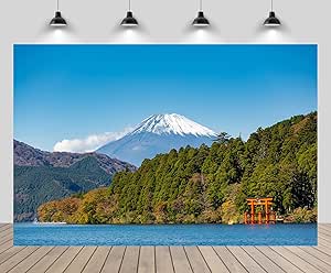 Amazon.com : CHNYWORK 5x3ft Fuji Mountain Backdrop Asia Japan Red ...