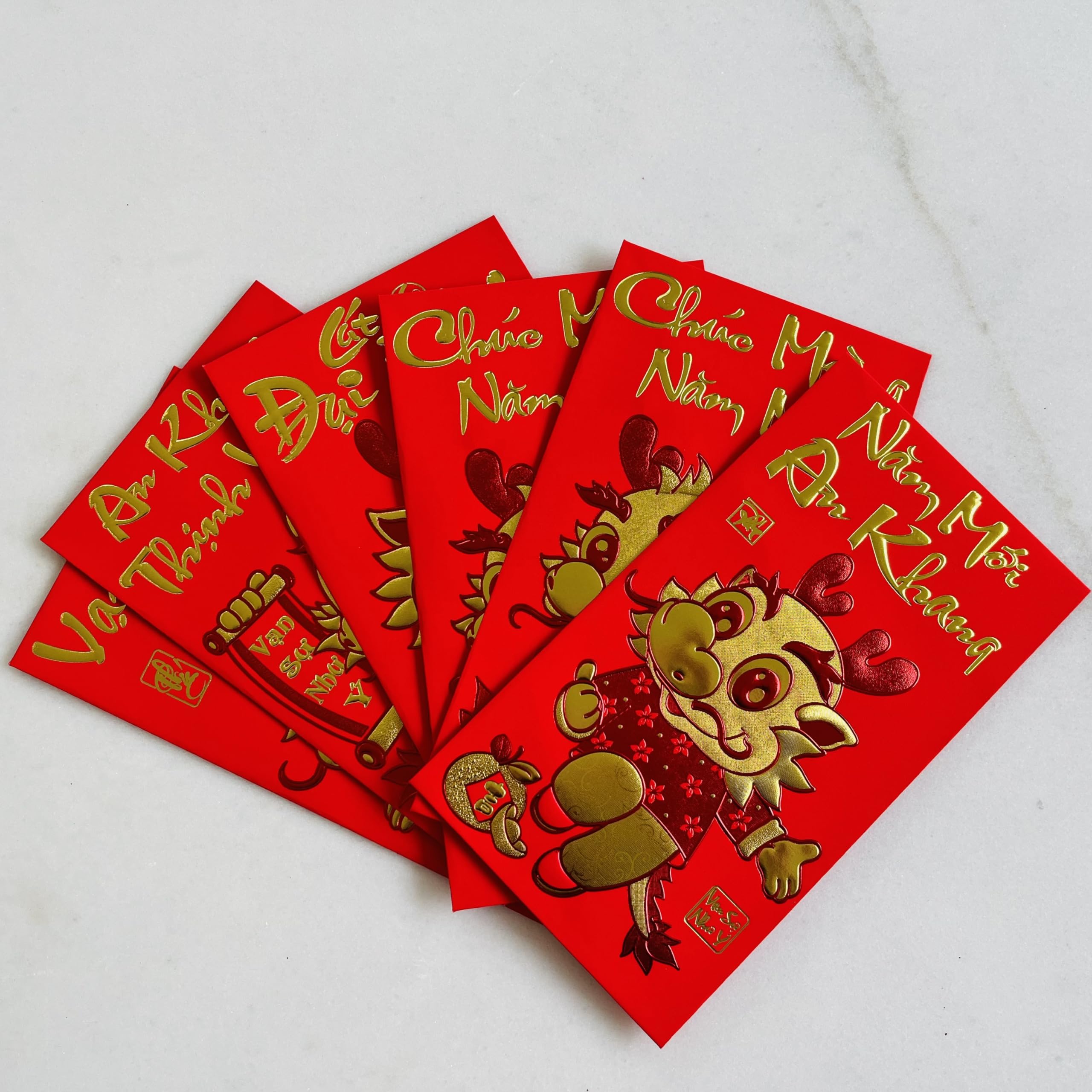 Vietnamese Li Xi Envelopes U.S Seller) 1 Set (6pcs) Red Envelopes 2020