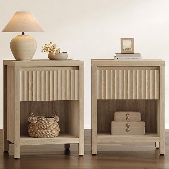 Amazon.com: SICOTAS Fluted Night Stand Set of 2, Farmhouse Nightstands ...