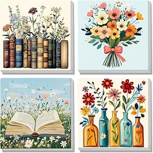 Amazon.com: MISCER 4 Pack Flower Paint by Numbers for Adults Beginner ...