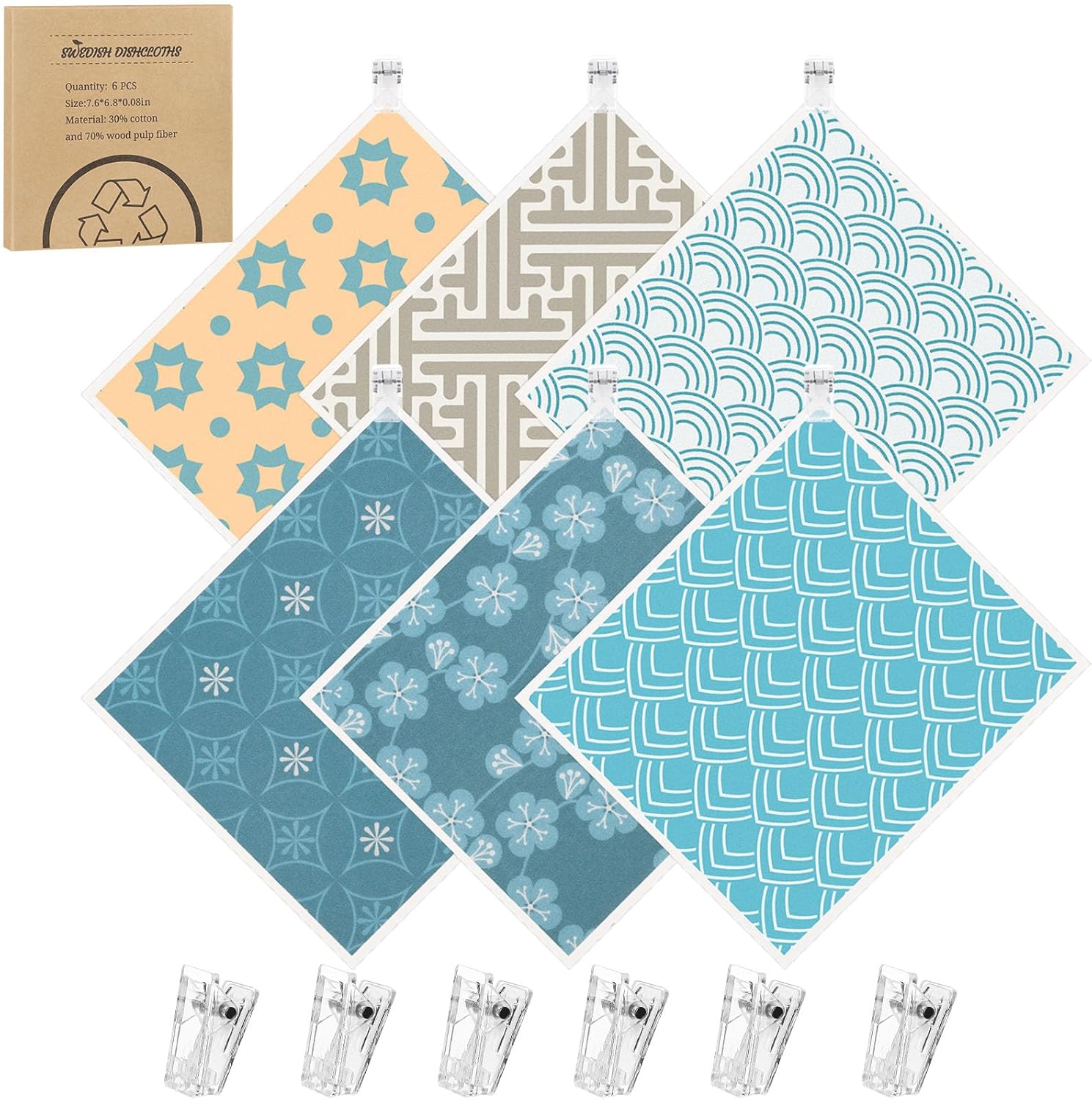 Amazon.com: 6 Pack Swedish Dishcloths for Kitchen, Absorbent Dish ...