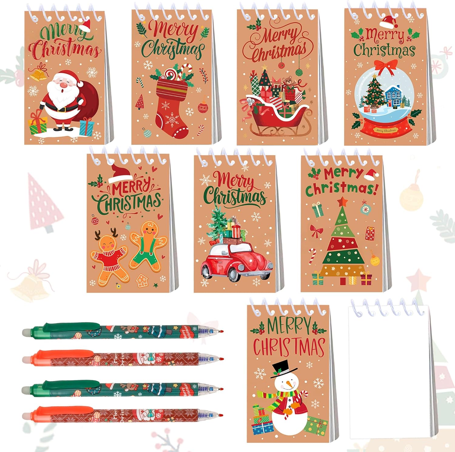 JeVenis 12PCS Christmas Mini Notepads Christmas Ballpoint Pen Holiday ...