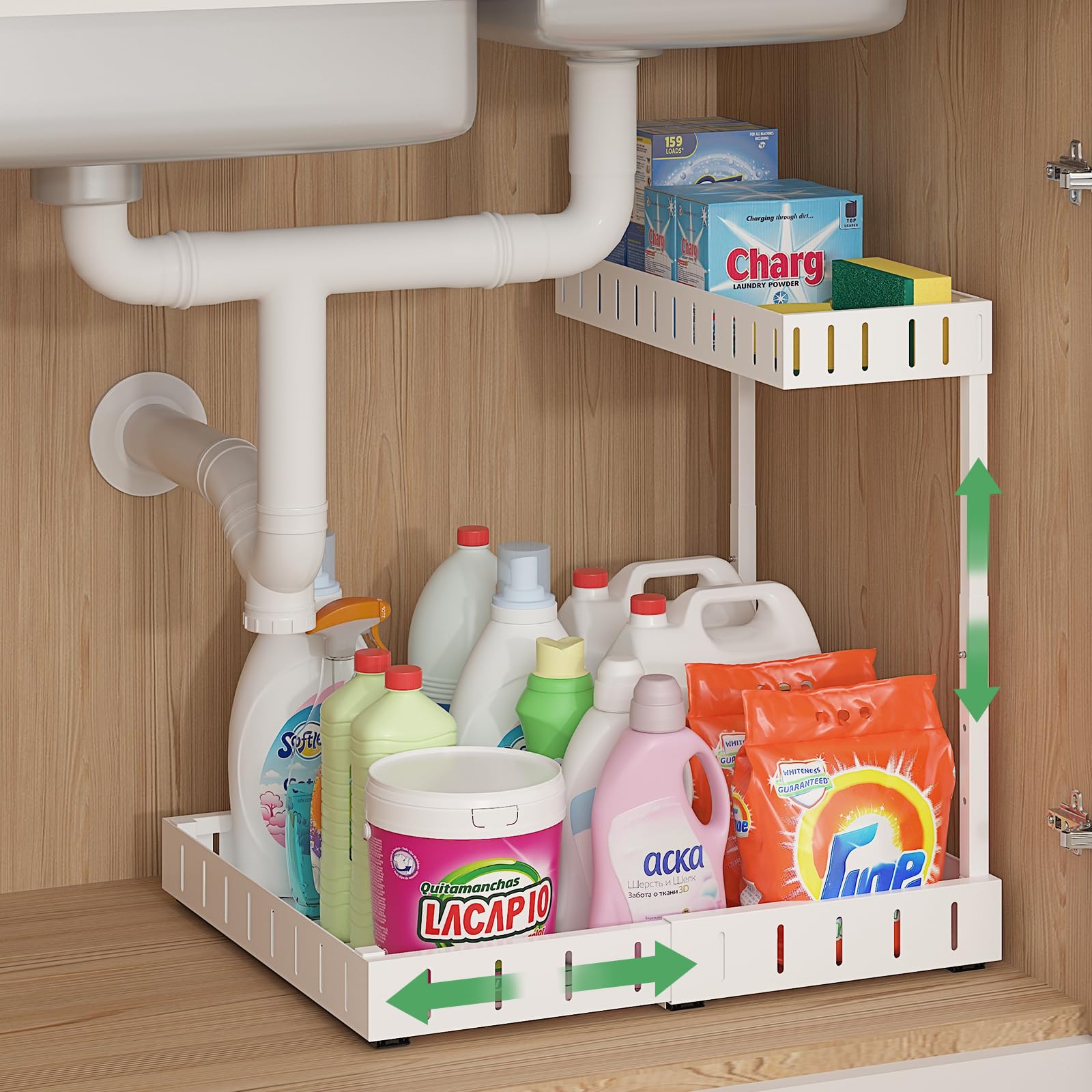 Amazon.com: REALINN Under Sink Organizers and Storage, 2 Tier ...
