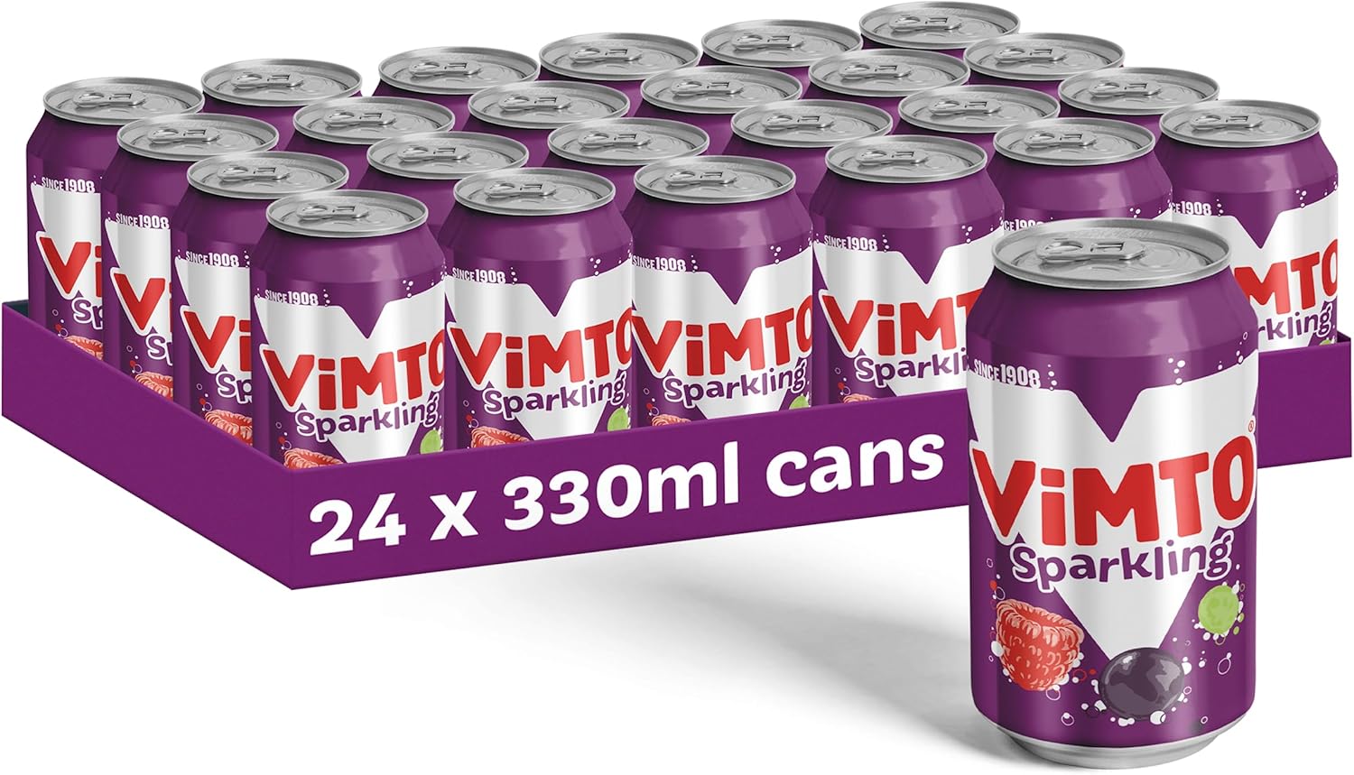 Vimto Fizzy Fruit Juice Drink – Blackcurrant, Grape & Raspberry – 24 x ...