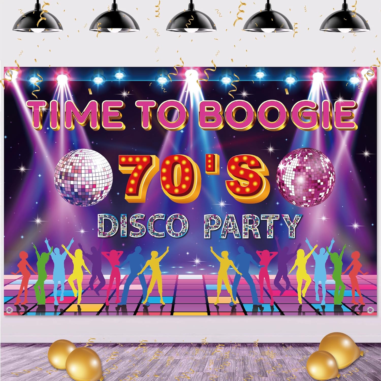 70s Disco Backdrop Banner Disco Party Decorations Supplies Scene Stage ...
