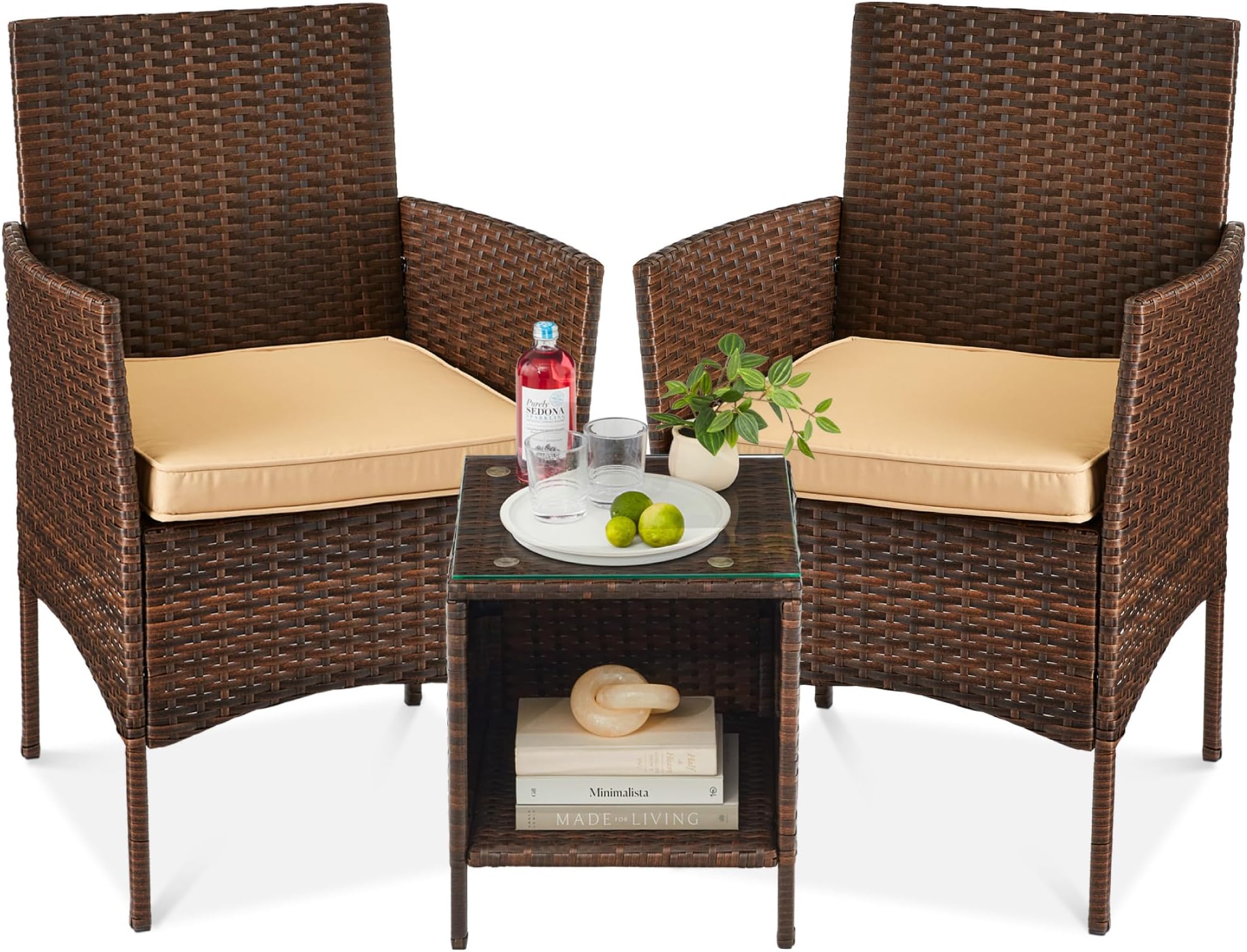 Amazon.com: RELAX4LIFE 3-Piece Patio Furniture Set - Rattan ...