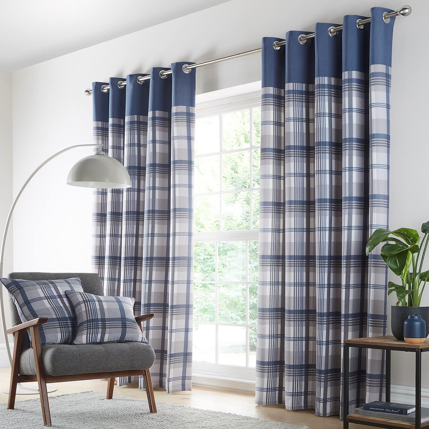 Fusion Two Curtain Panels, Cotton,Polyester, Blue, W168cm (66) x D229cm ...