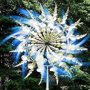 Unique and Magic Metal Windmill, 3D Kinetic Wind Spinner with Garden ...