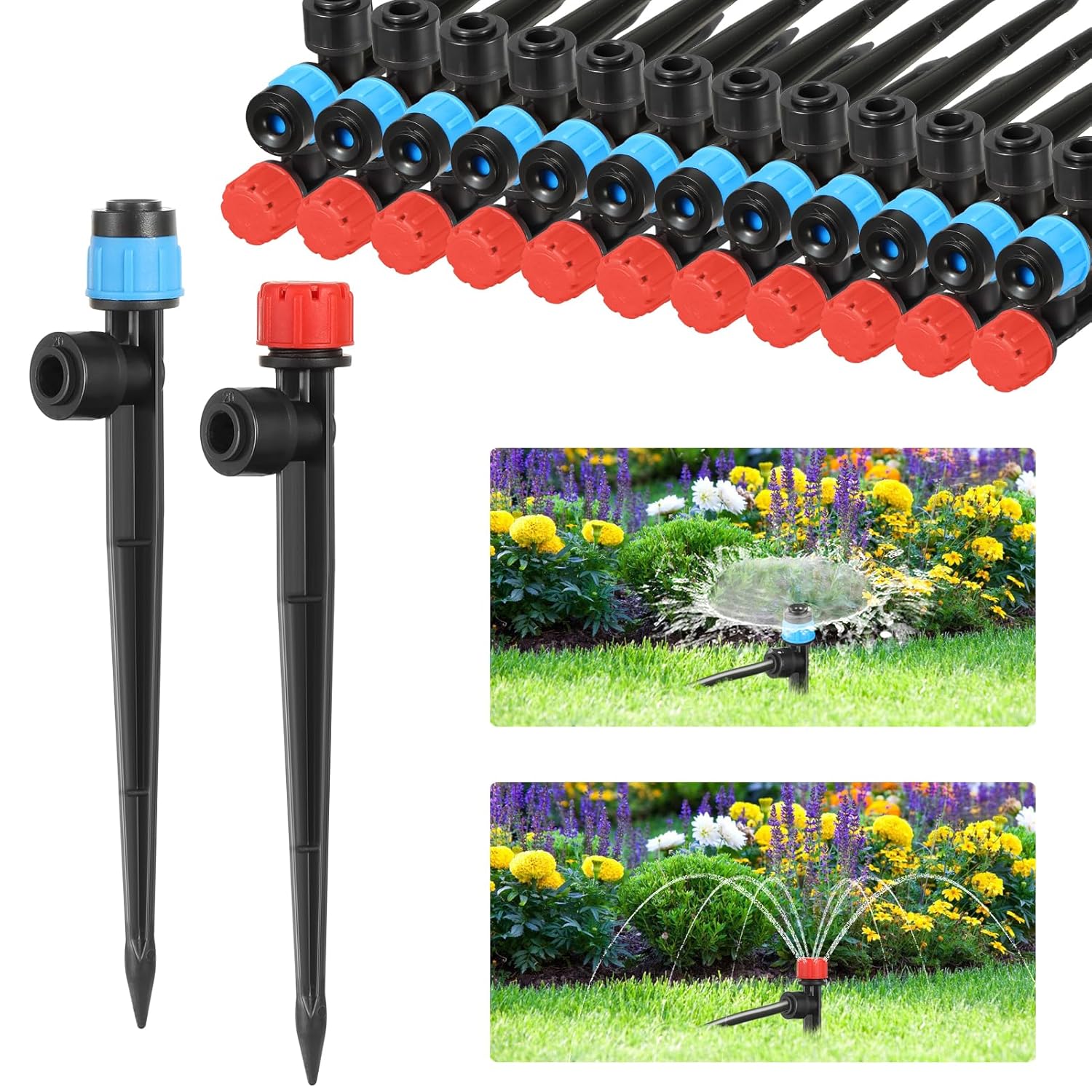 Amazon.com : 24PCS Irrigation Emitters with Adjustable 360 Degree Water ...
