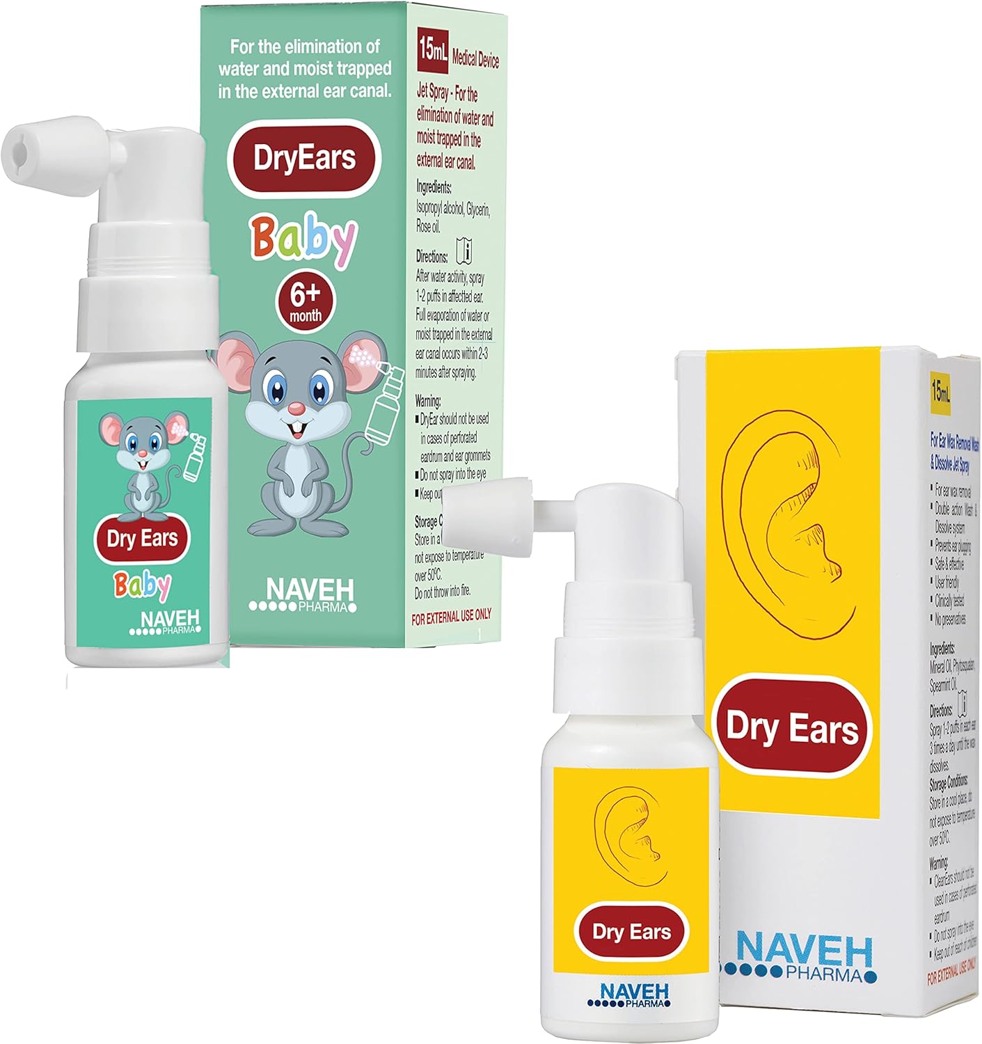 Amazon.com: NAVEH PHARMA Dry Ears Baby Spray 0.5 Fl Oz + NAVEH PHARMA ...