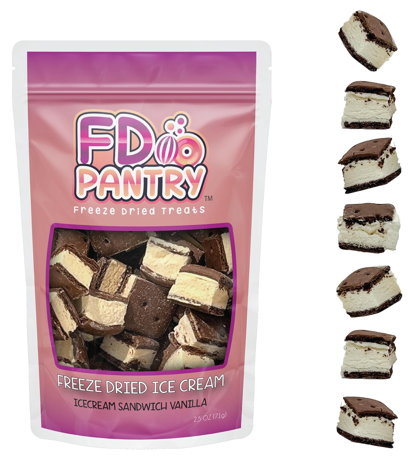 Amazon.com : Freeze Dried Ice Cream Sandwich Bites - Vanilla - Crunchy ...