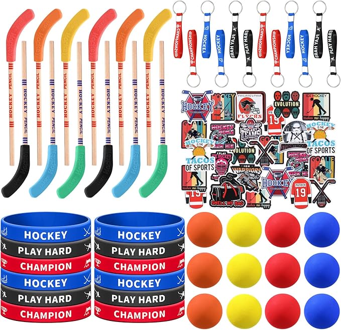 Amazon.com: Hungdao 98 Pcs Hockey Party Favors Include 12 Ice Hockey ...