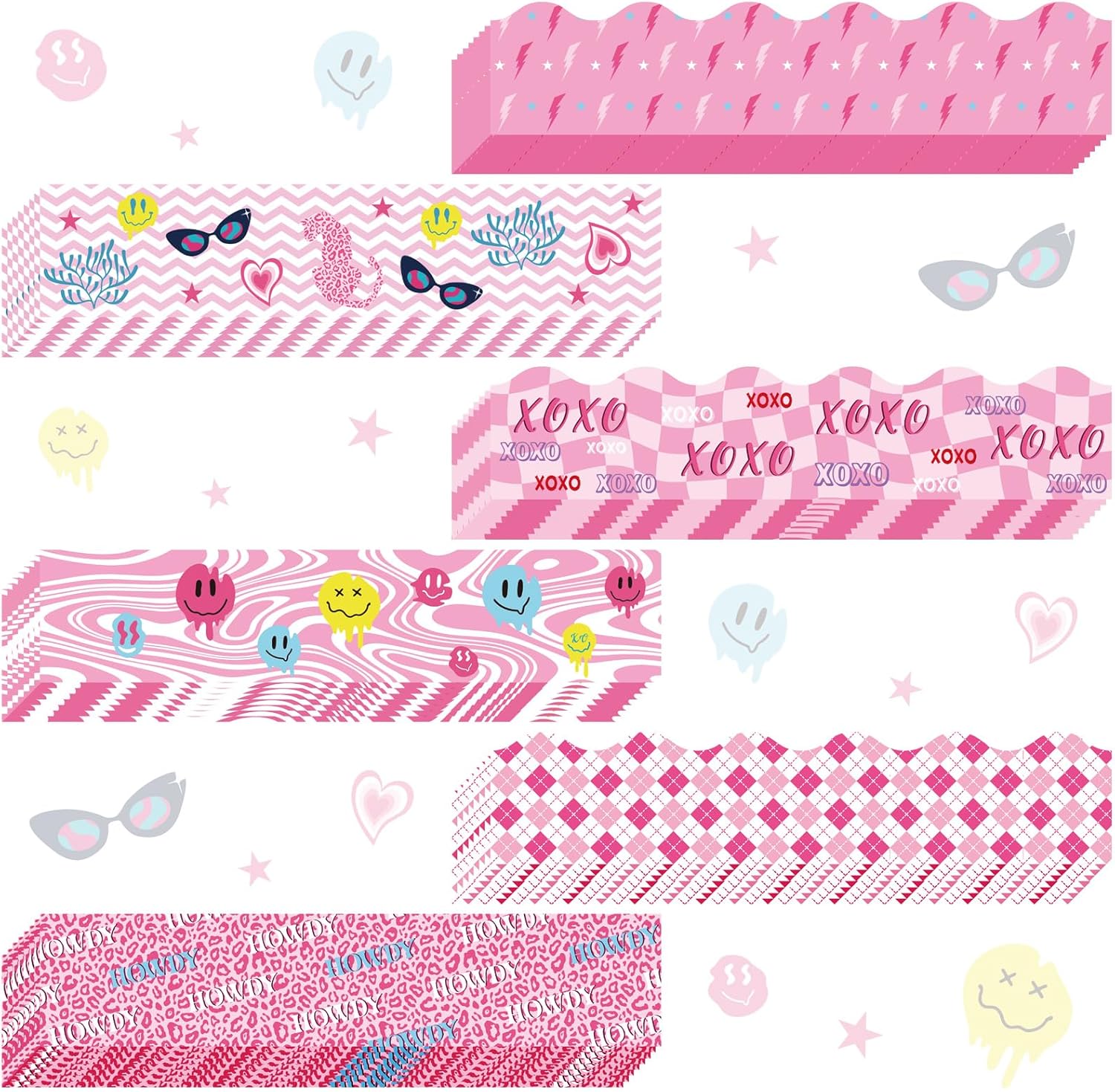 Amazon.com: Ctosree 72 Pcs Preppy Bulletin Board Borders Self Adhesive ...