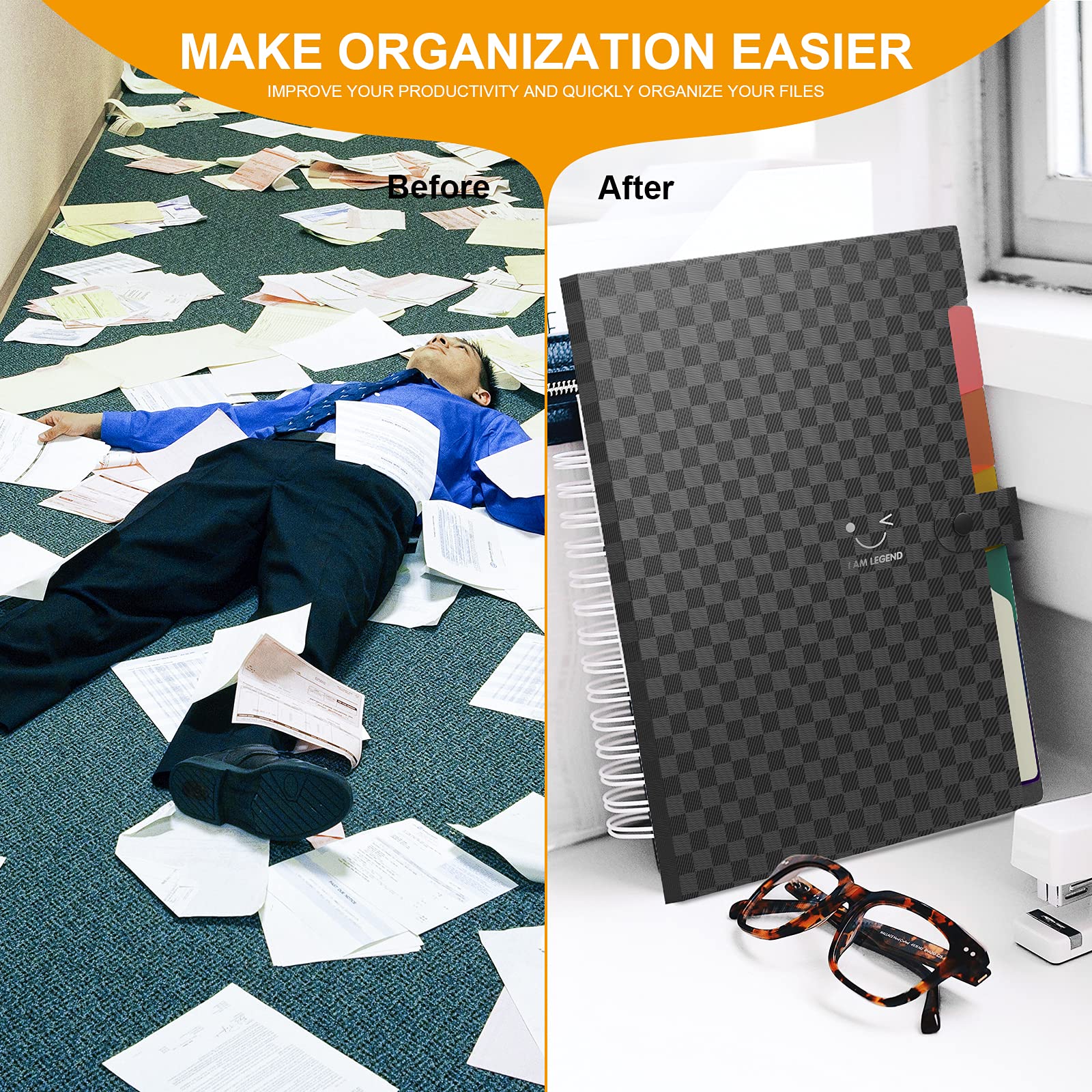 ABC life 3 Pack Expanding File Folder Organiser with Upgrad Grid ...