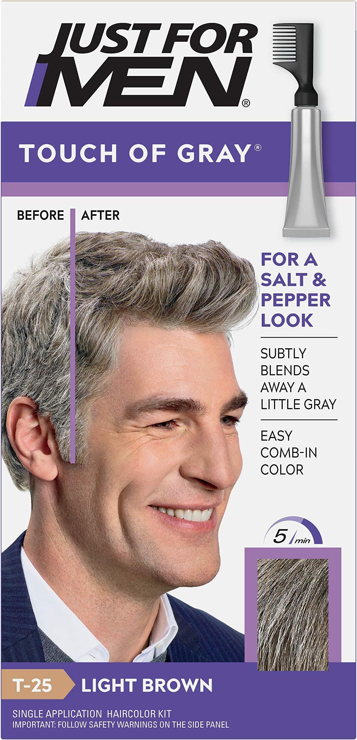 Amazon.com : JUST FOR MEN Touch of Gray Hair Treatment T-45 Dark Brown ...