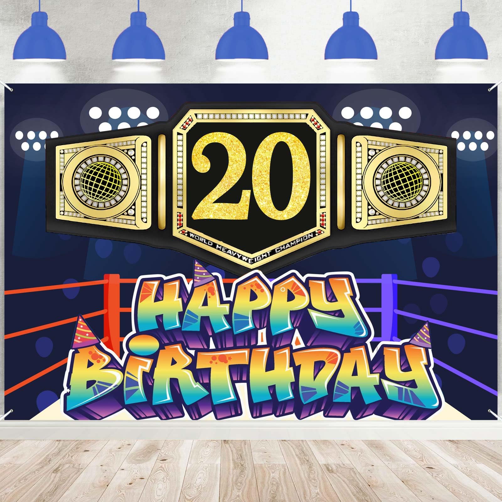 Amazon.com: Happy Birthday 20 Wrestler Championship Belt Banner ...