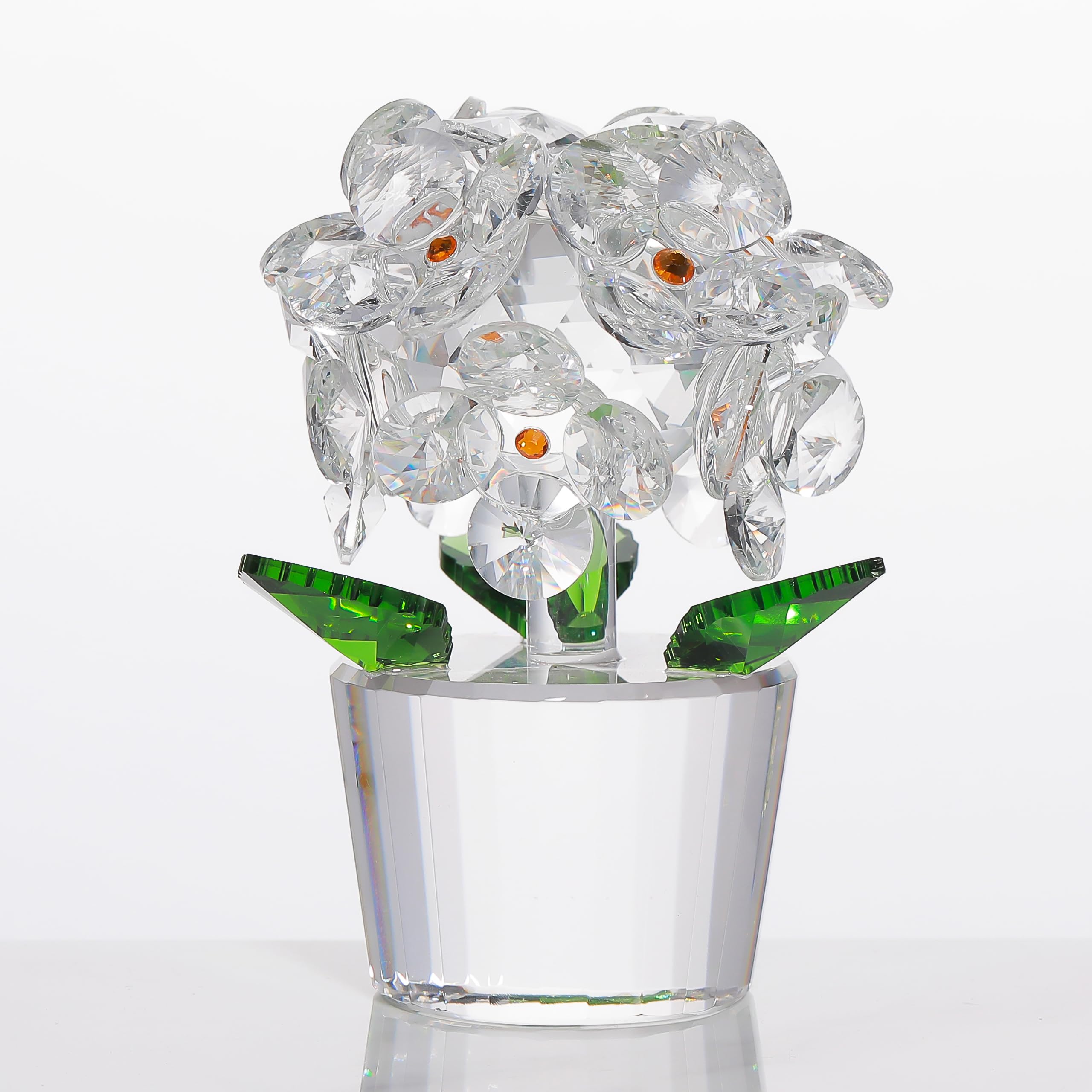 Amazon.com: White Crystal Hydrangea Flowers Figurine with Vase - Glass ...