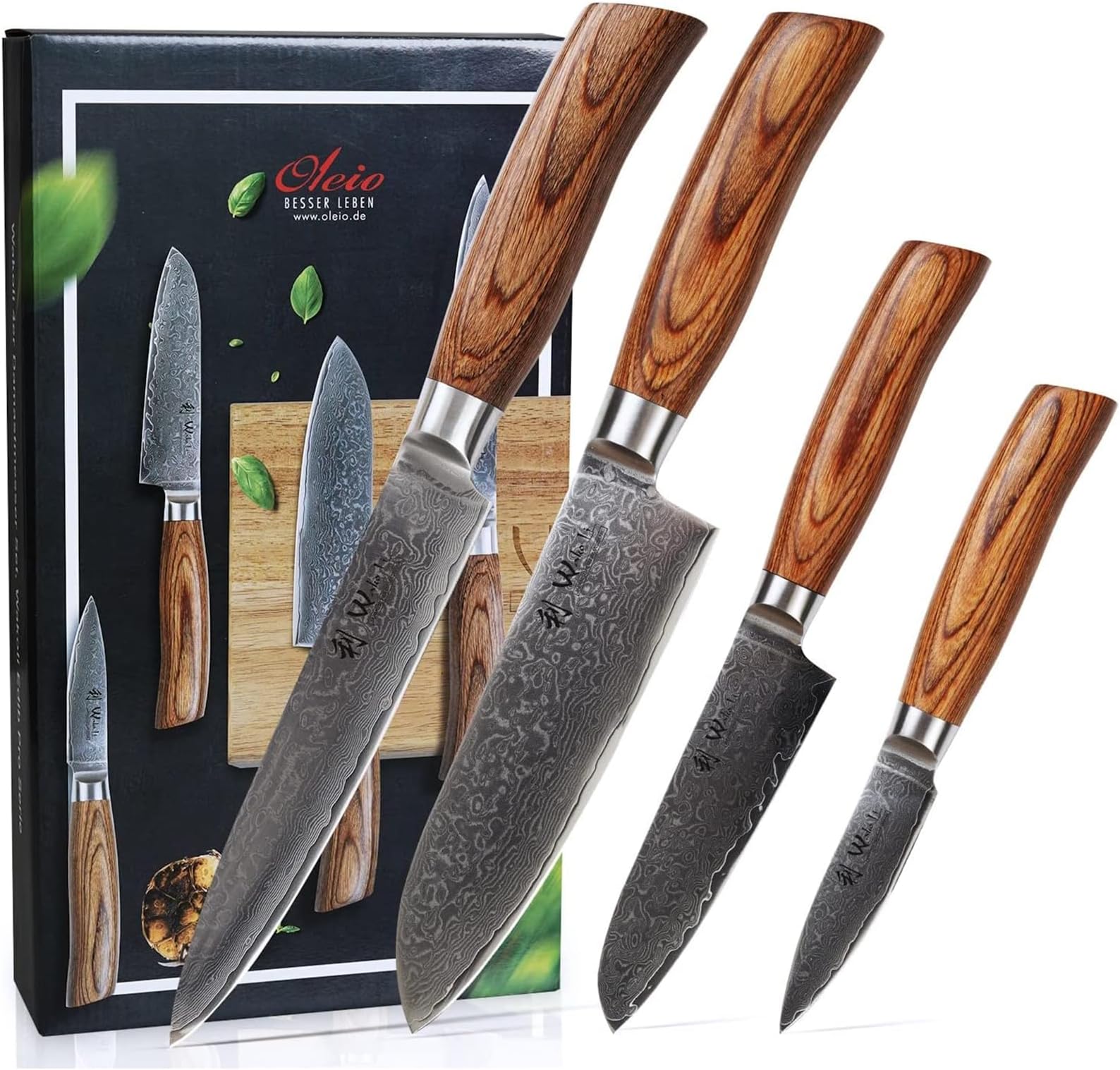 Wakoli EDIB 3er Damastmesser Set mit 8-17cm Klingen gefertigt aus 67 ...