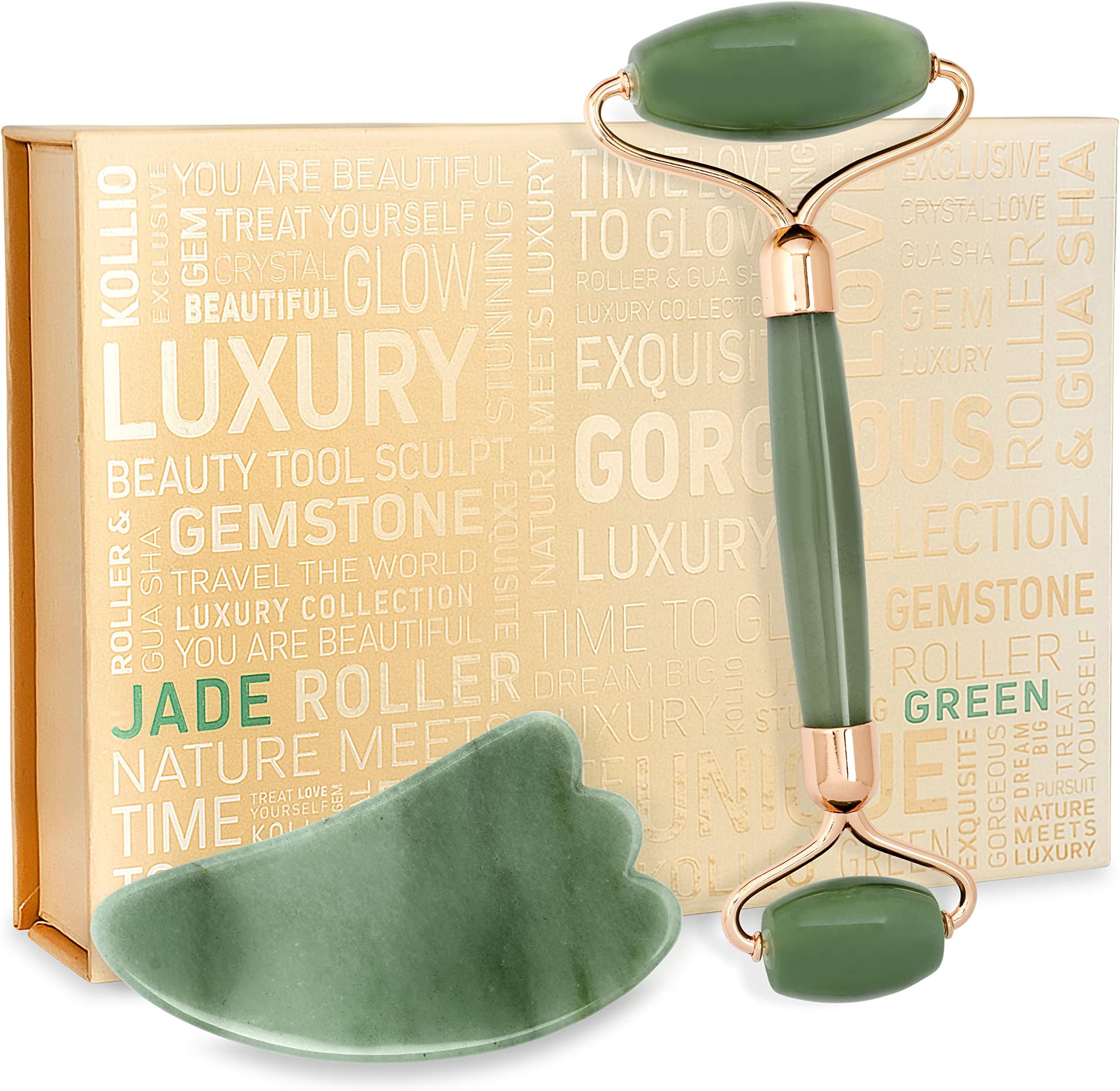 Amazon.com: Jade Roller For Face, Neck, Puffy Eyes – Facial Massager ...