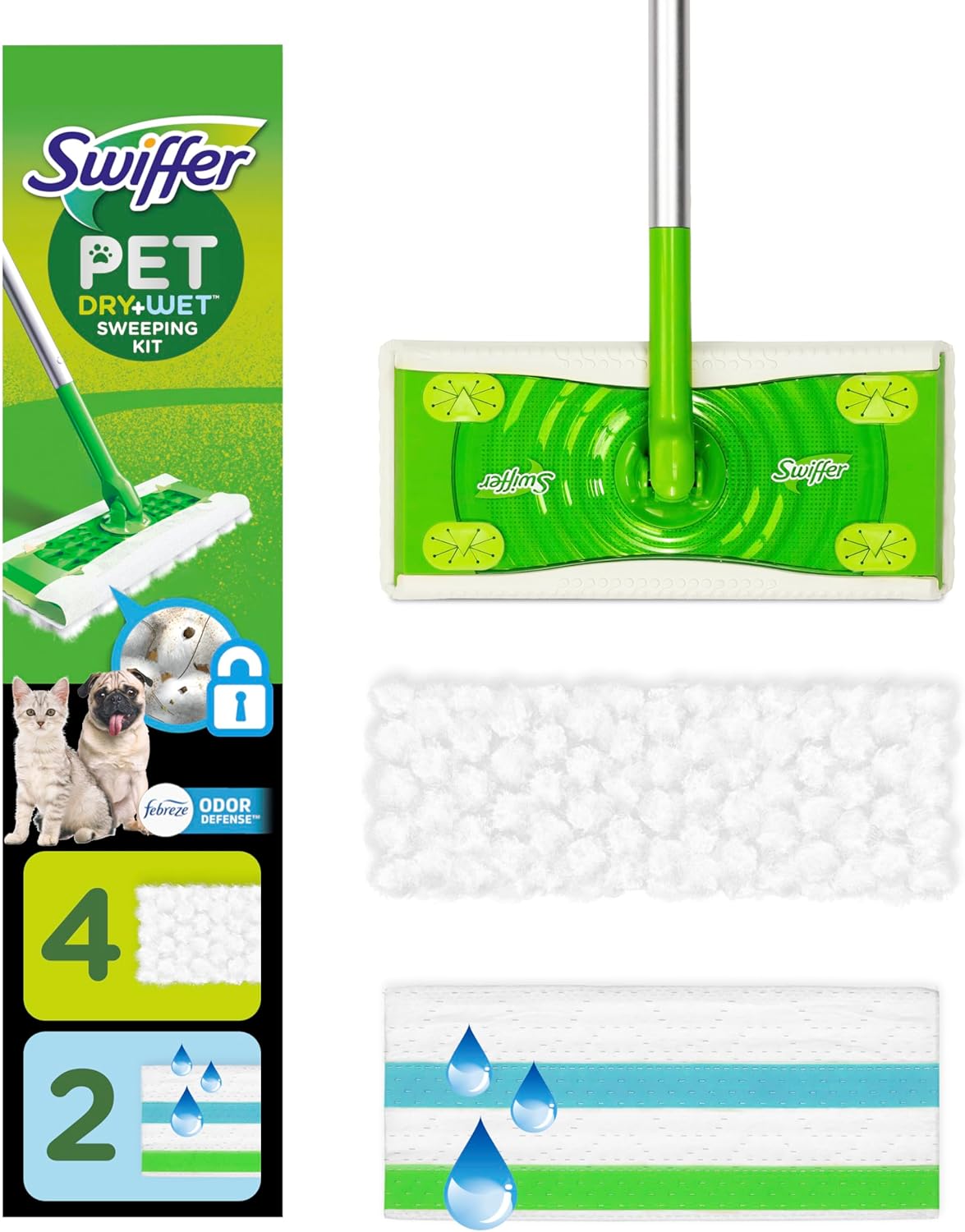 Amazon.com: Swiffer Pet Sweep + Mop, Broom & Mop Alternative, Dry & Wet ...