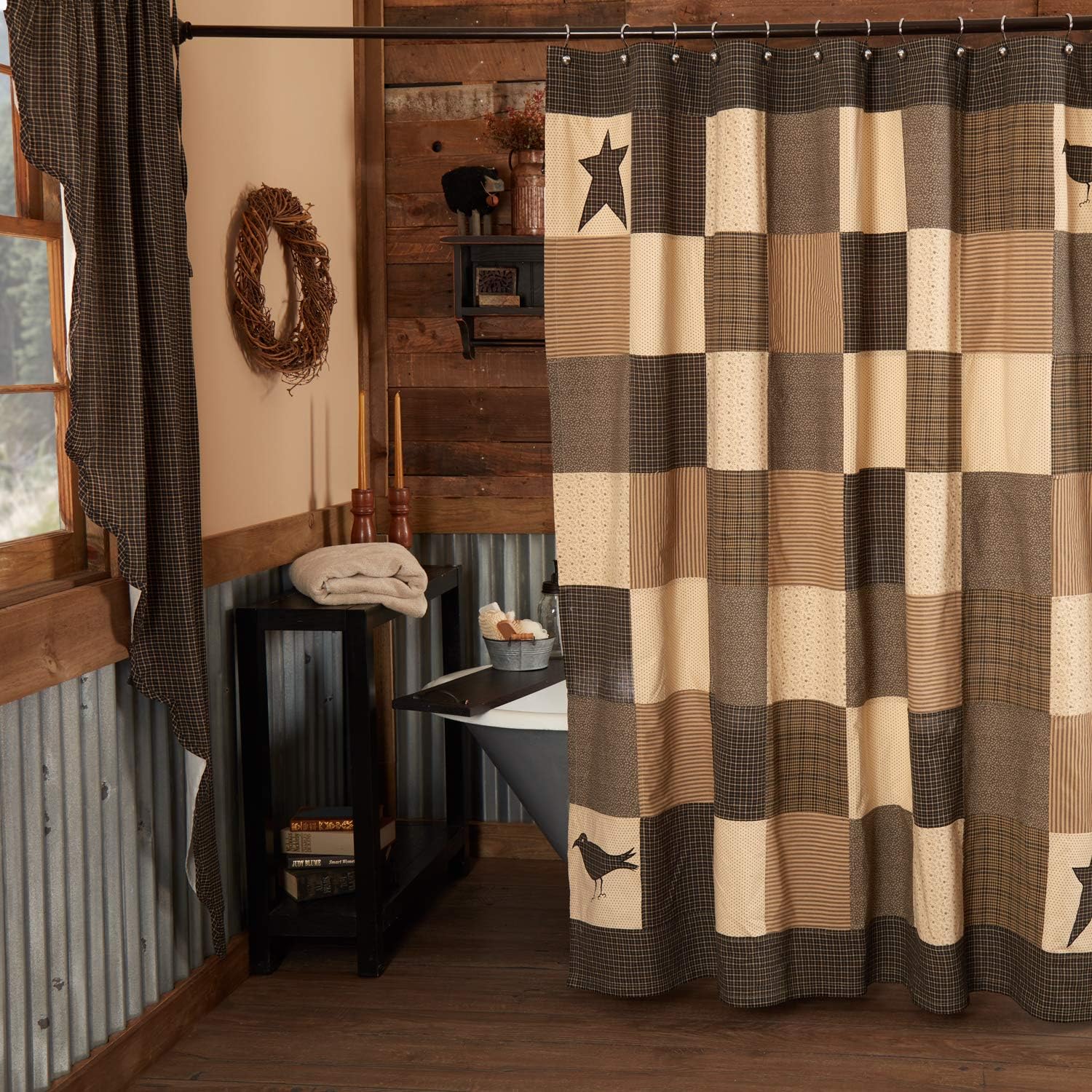 Amazon.com: VHC Brands Beckham Shower Curtain 72x72 Country Rustic ...