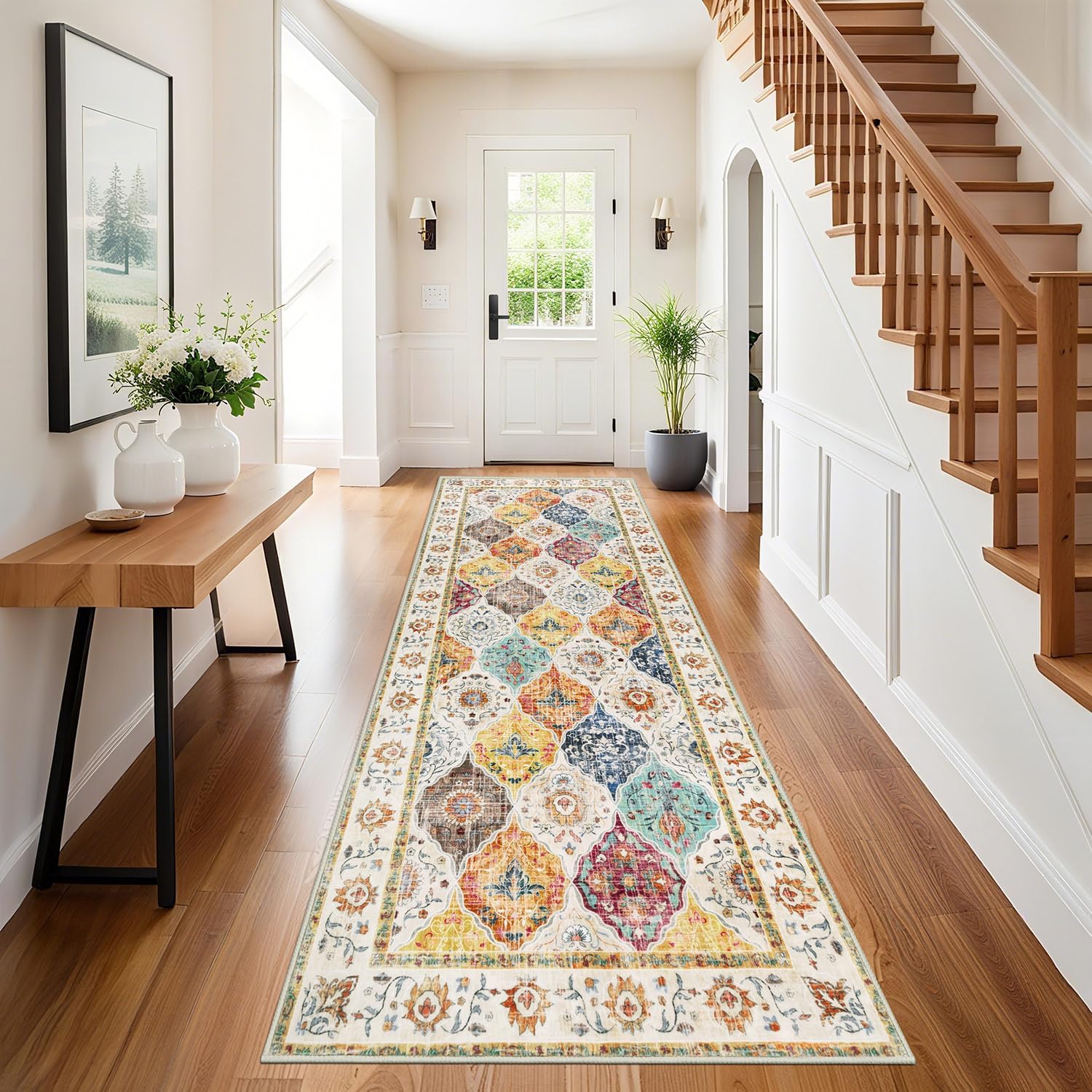 SHACOS Long Hallway Runner Rug 80 x 300 cm Distressed Hall Runners Non ...