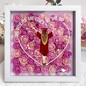 Amazon.com: Macorner Personalized Flower Shadow Box, Class of 2024 ...