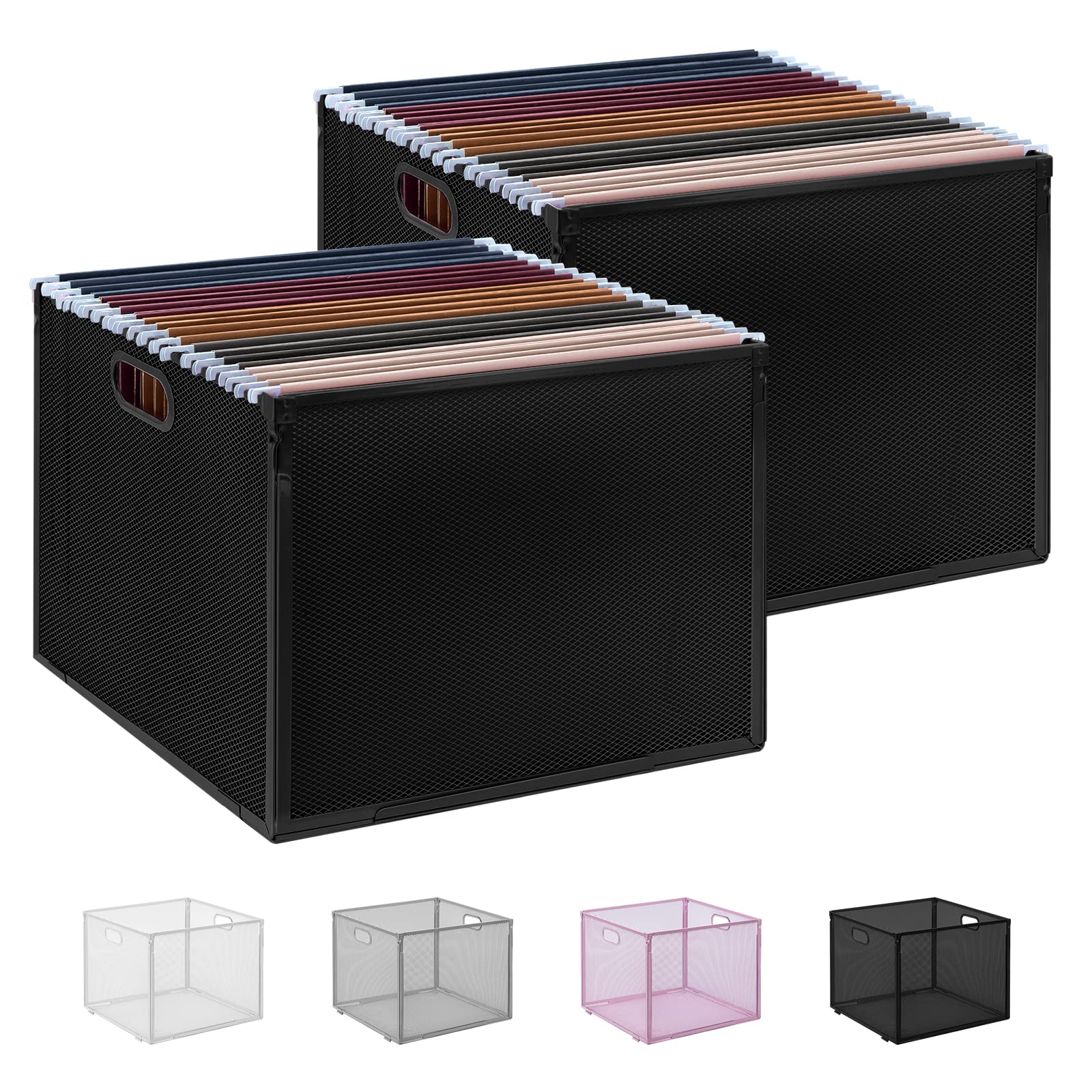 Snapklik.com : 2 Pack Desktop Hanging File Organizer, Portable Black ...