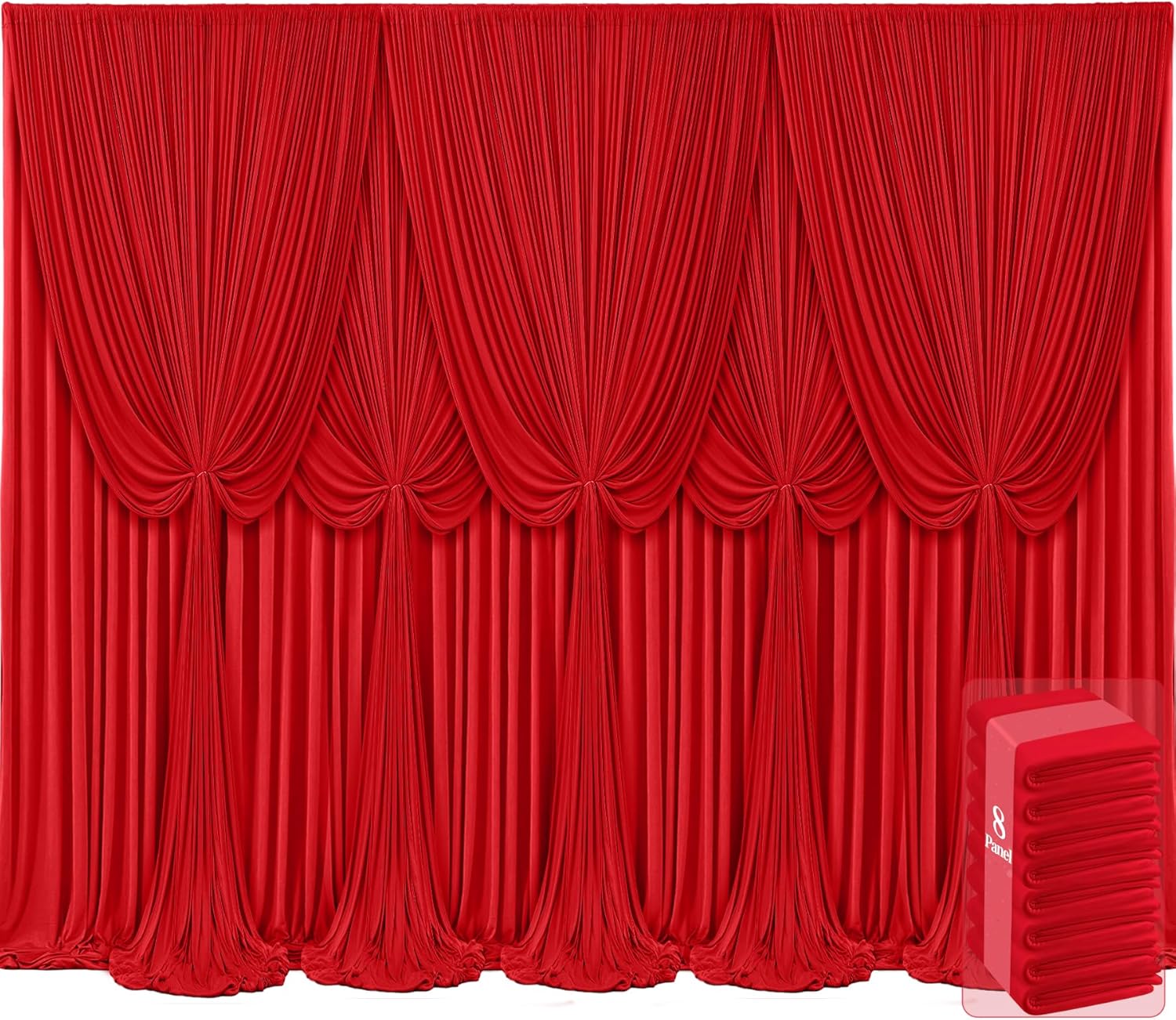 Amazon.com : 8 Panels Red Backdrop Curtains for Wedding Party Wrinkle ...