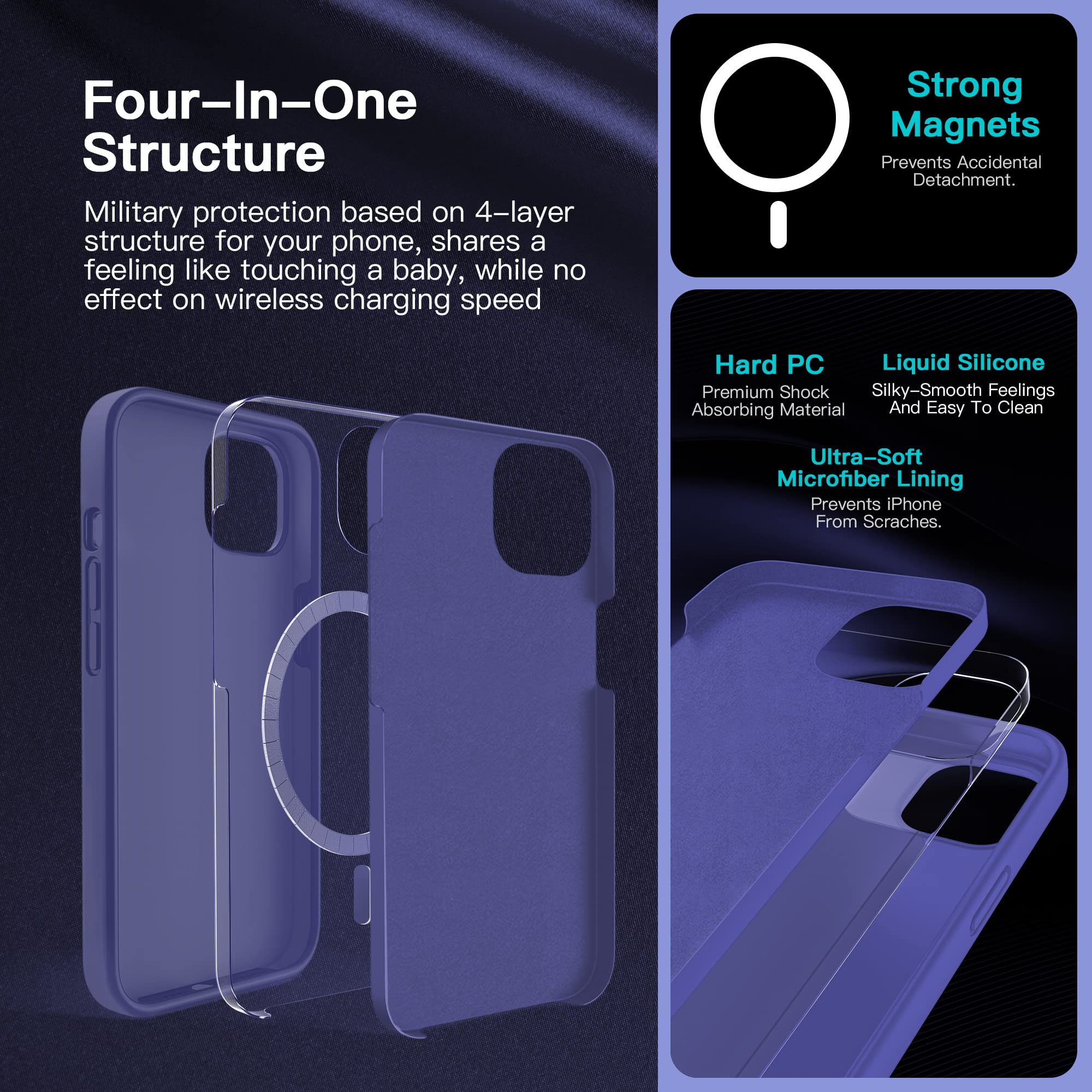 Snapklik.com : Xiwxi Silicone Magnetic Case For iPhone 13 Case, Built ...