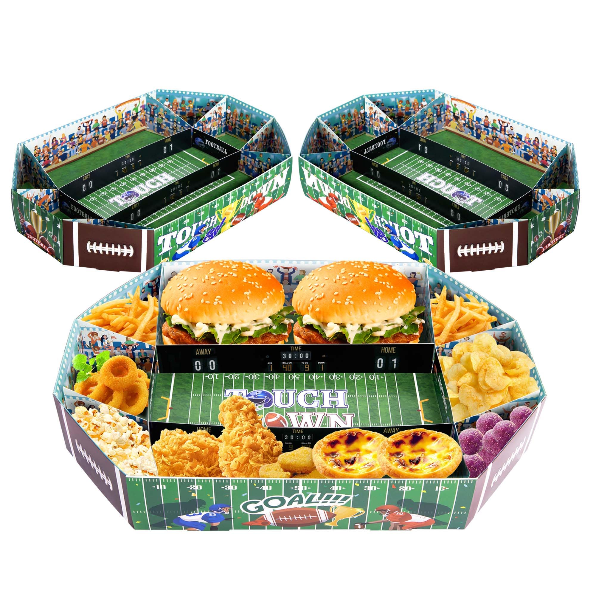 Wehhbtye 3 Pcs Football Food Stadium, Football Party Snack Serving ...