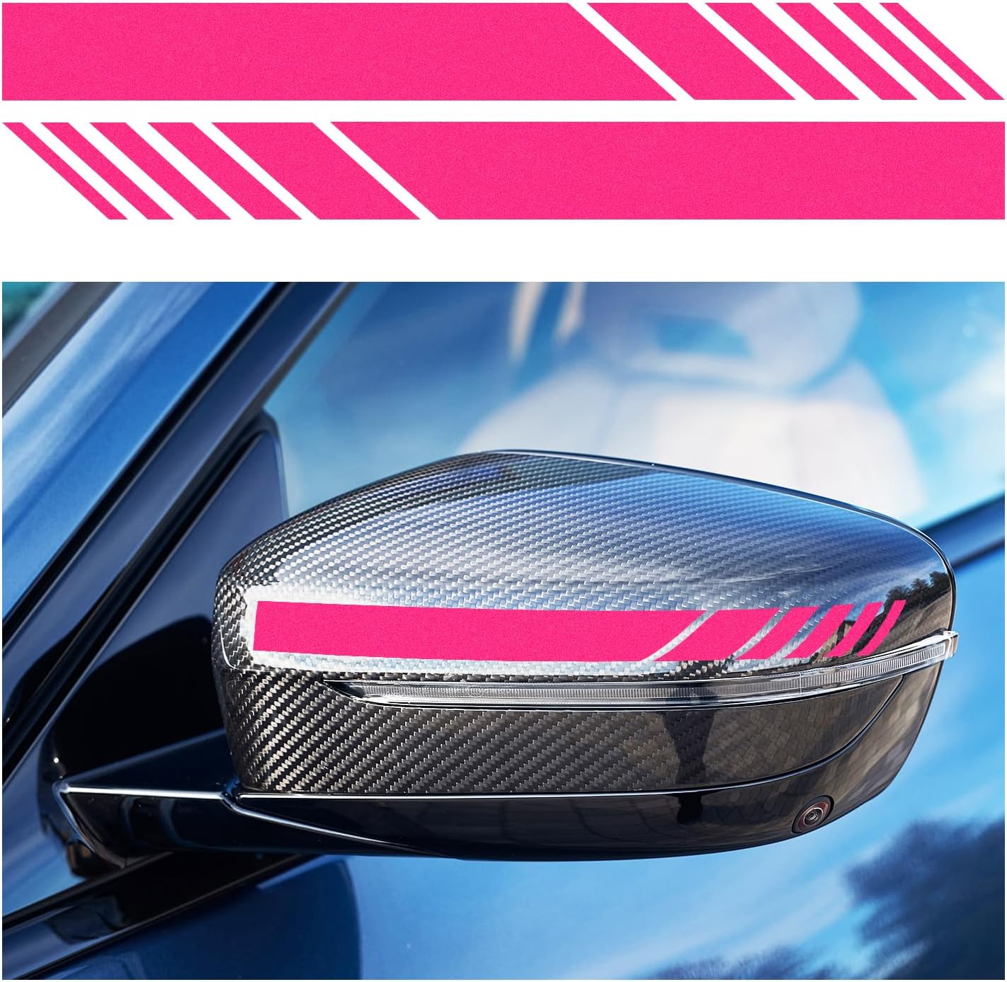 Amazon.com: Dickno 2 PCS Car Rear View Mirror Stickers, 5.51" × 0.55 ...