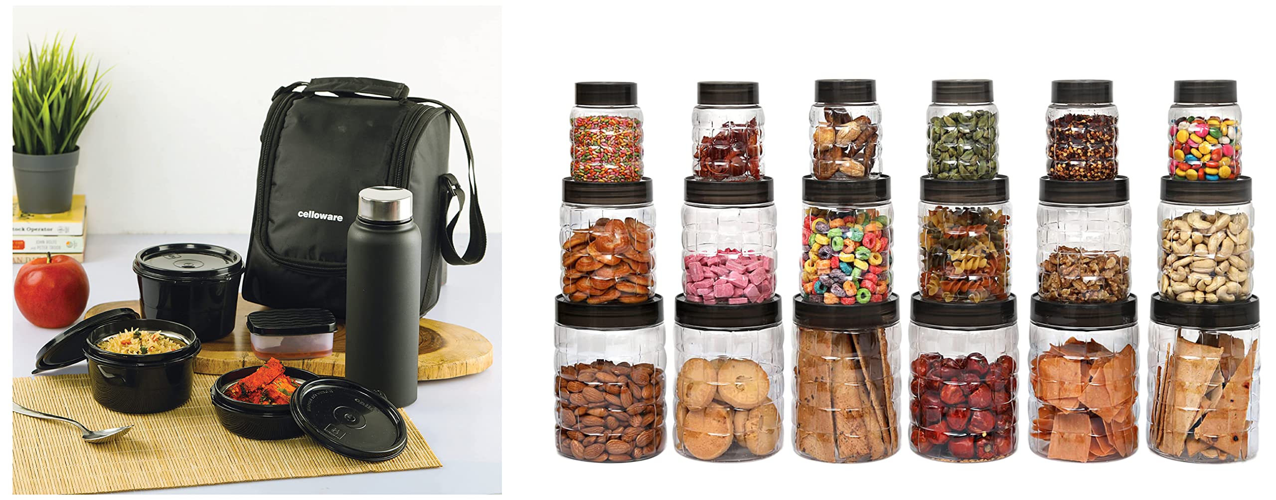 Buy Cello MF All in One Lunch Box Set of 5 with Fabric Bag Large ...