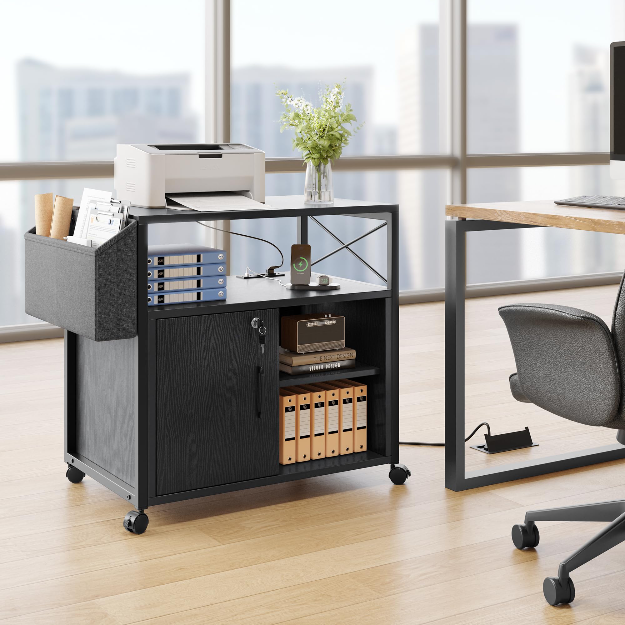 Snapklik.com : YITAHOME Lateral File Cabinet, Wood Printer Stand